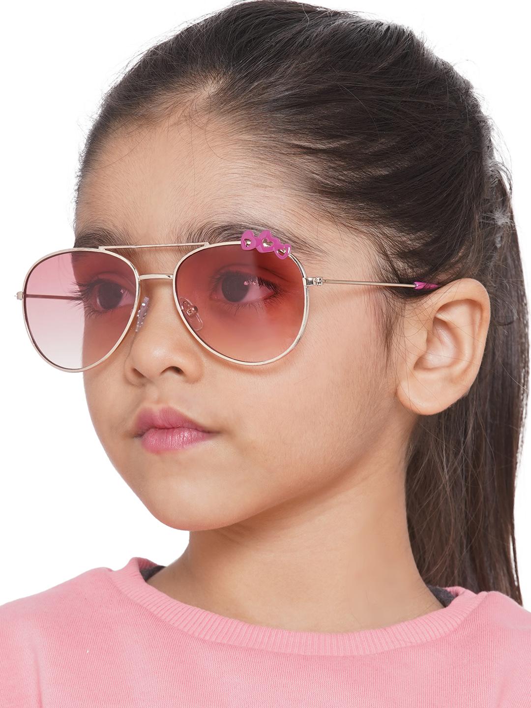 Buy Carlton London Girls Pink Lens & Gold Toned Aviator Sunglasses UV ...