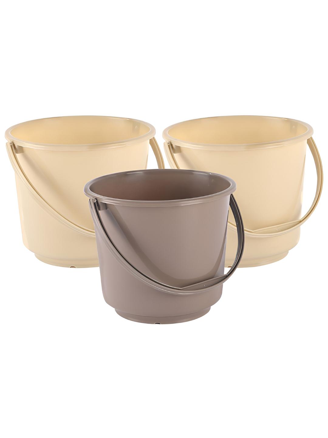 Buy Aura Beige & Grey Melange 3 Pieces Buckets 5L - Bathroom ...