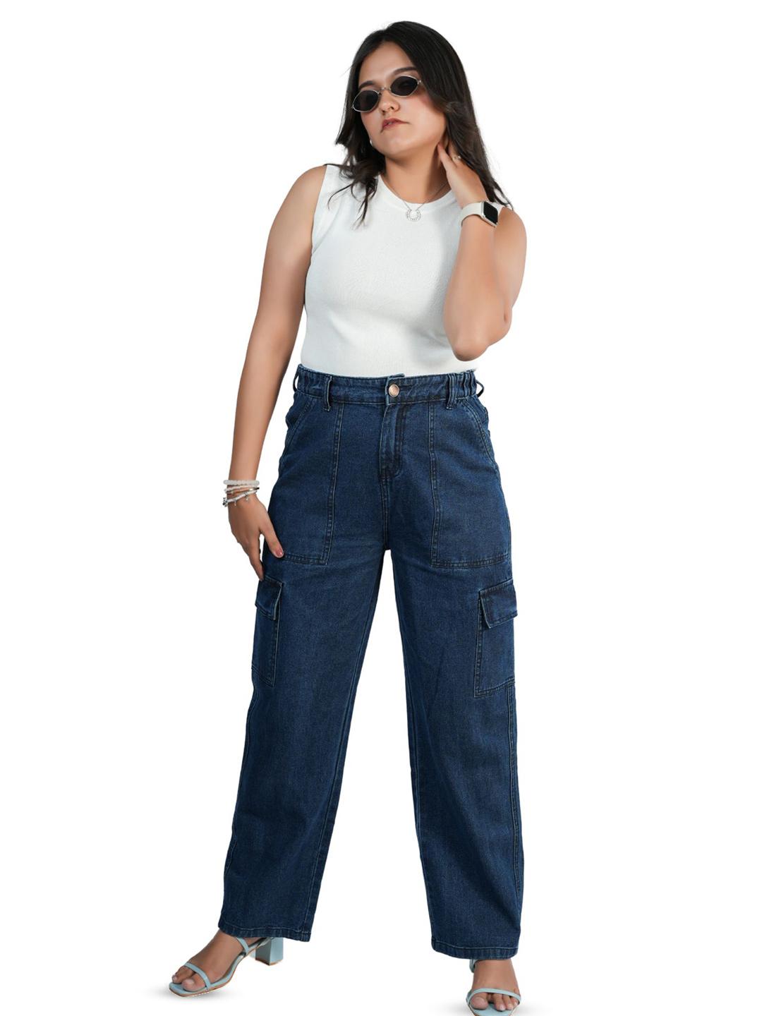Buy GlamZei Women Relaxed Fit High Rise Mildly Distressed Stretchable ...