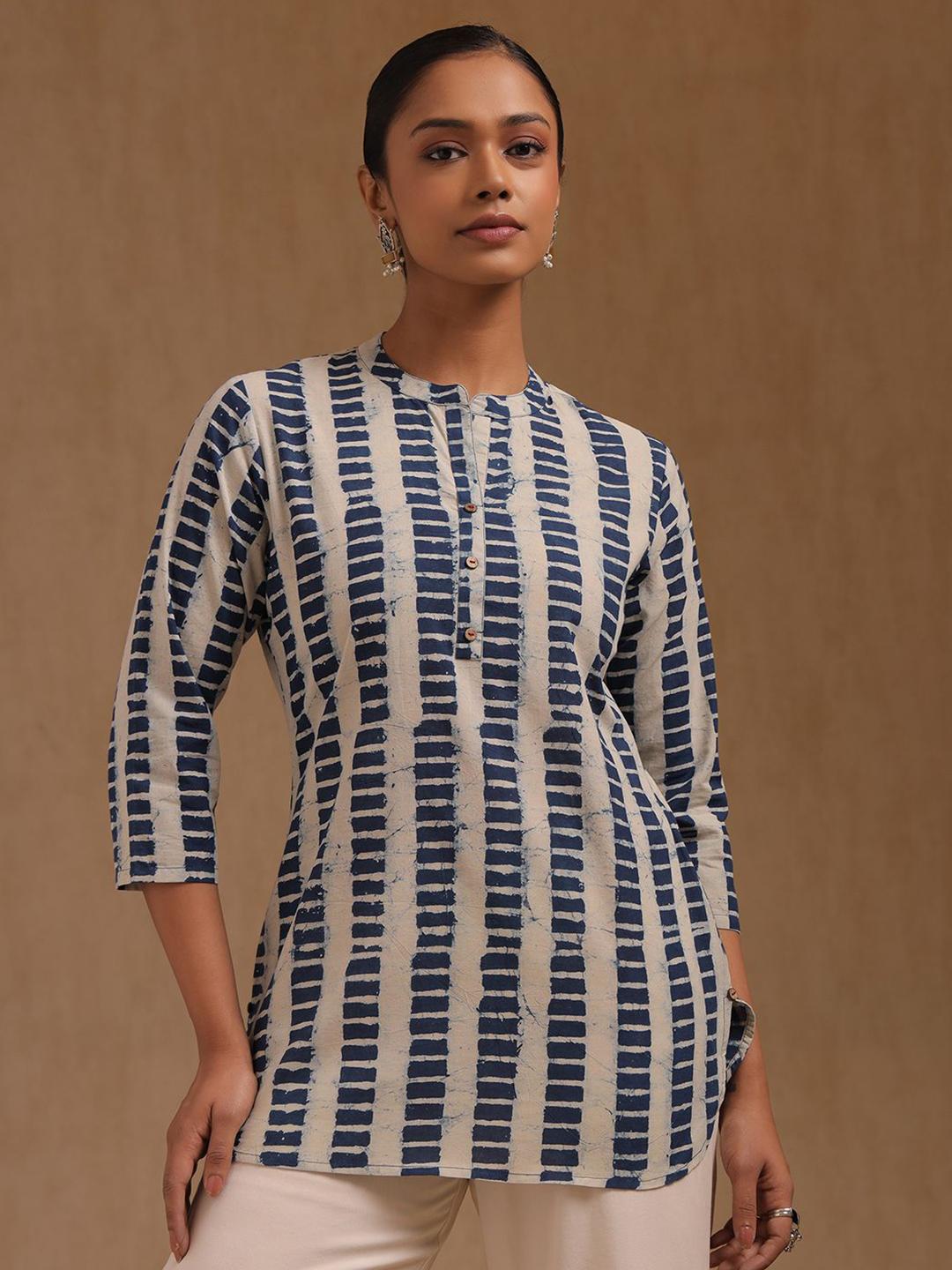 Buy Soch Women Cotton Mandarin Collar Printed Tunic - Tunics for Women ...