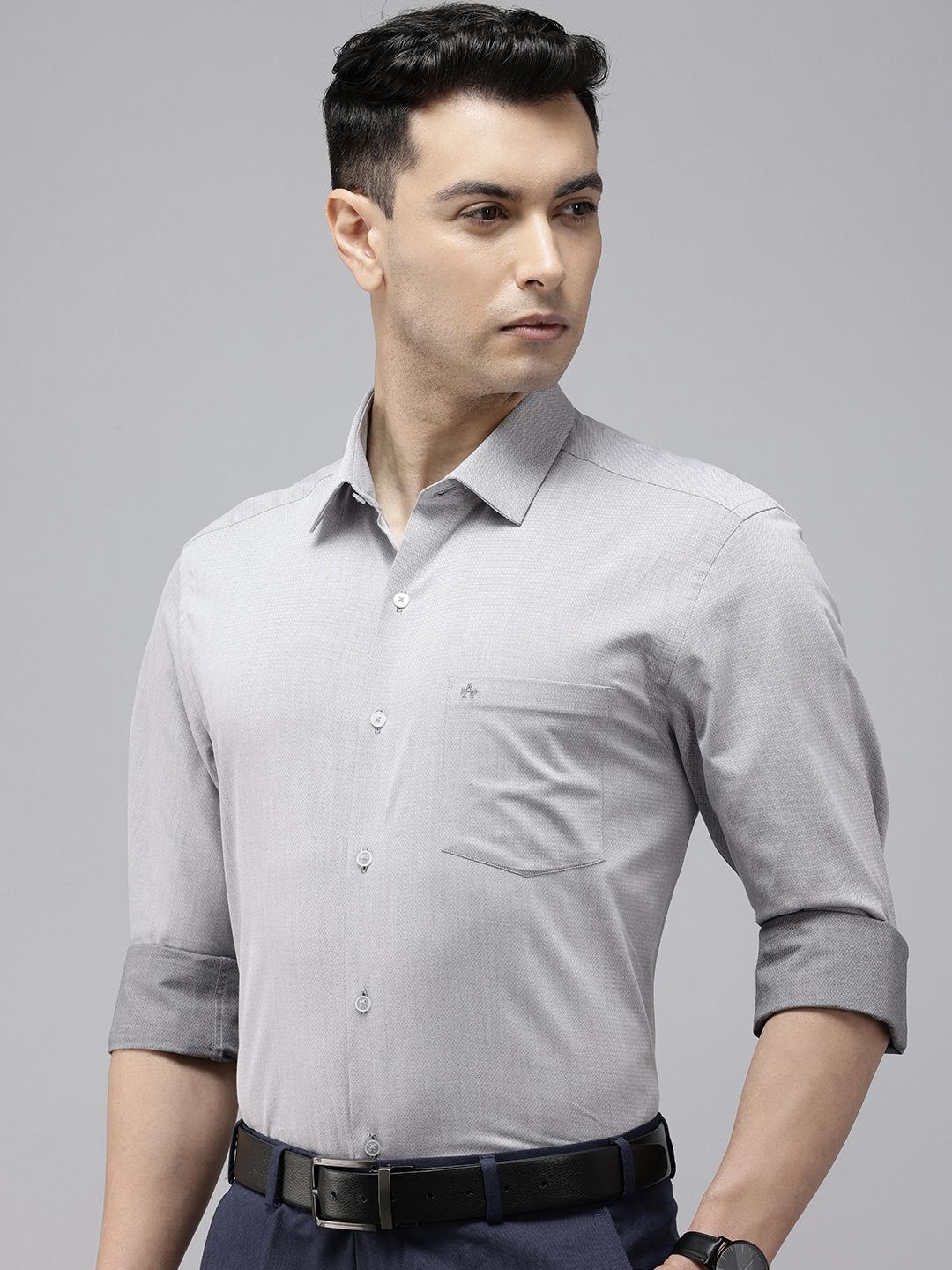Buy Arrow Pure Cotton Manhattan Slim Fit Self Design Textured Formal ...