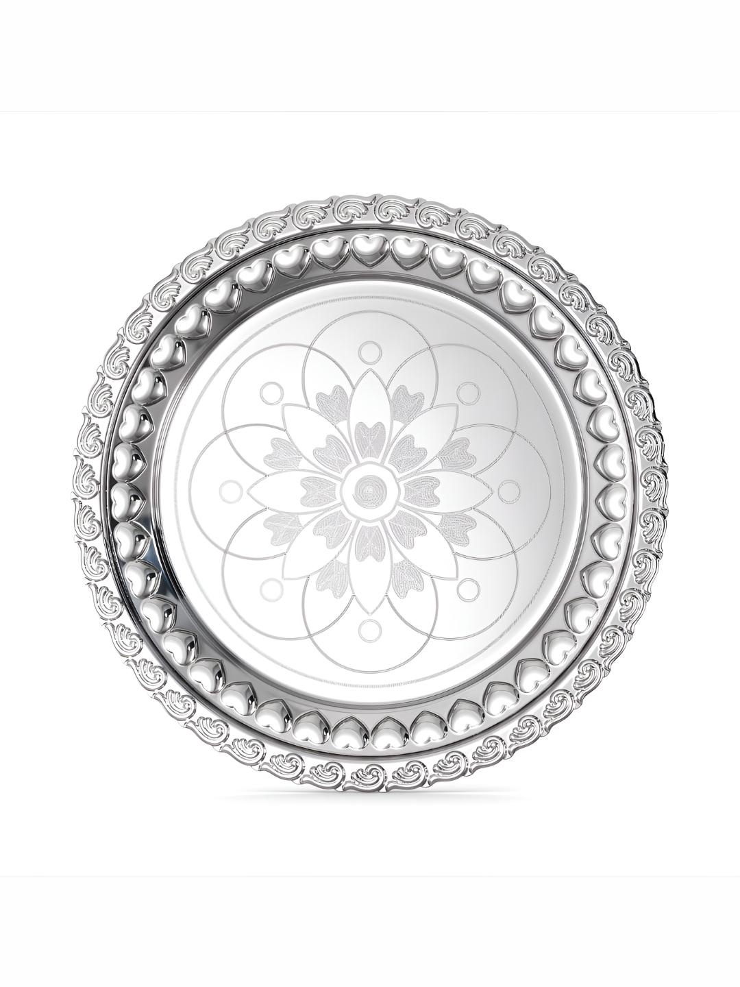 Buy Joyalukkas Unisex Silver Round Pooja Plate - Pooja Essentials for ...