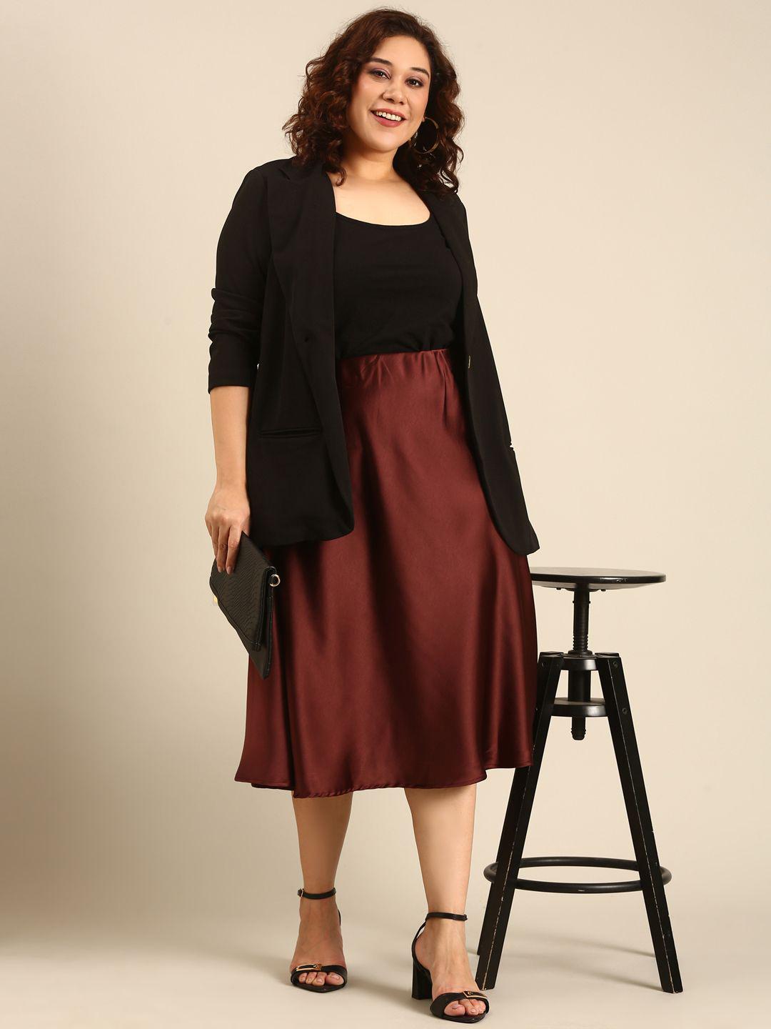 Buy The Pink Moon Women Sheen Midi A Line Skirt - Skirts for Women ...