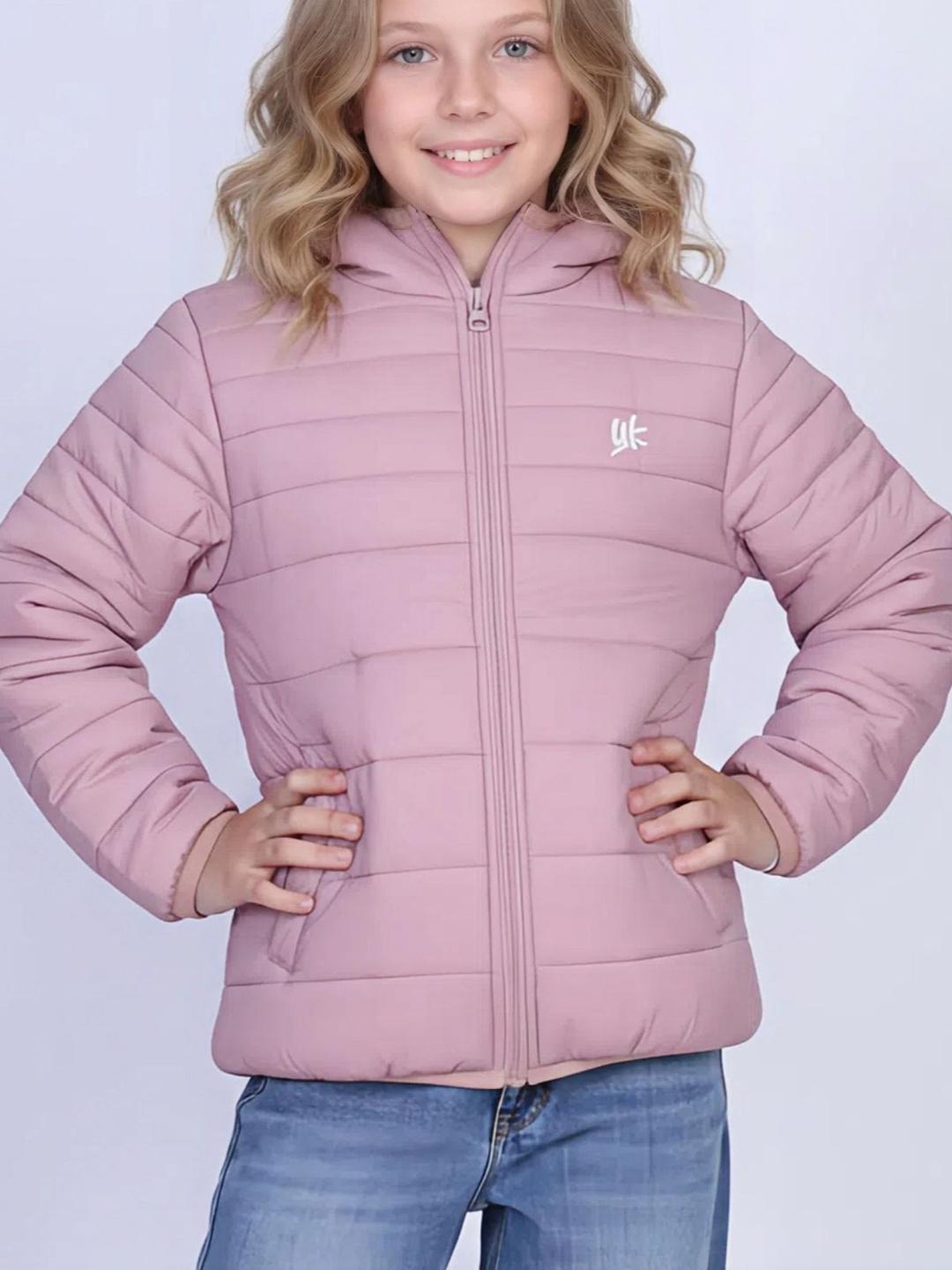 Buy YK Kids Girls Pink Polyester Solid Jackets - Jackets for Girls ...