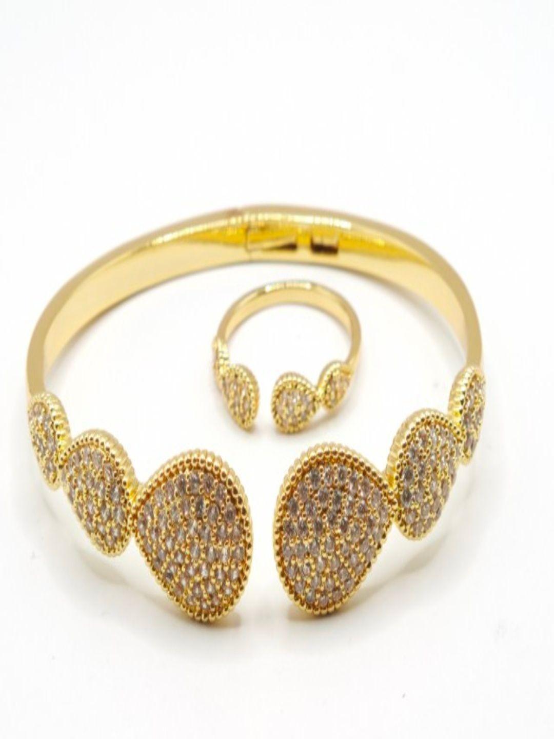 Buy SAPRAA TRENDS Stainless Steel Gold Plated Zircon Studded Jewellery ...