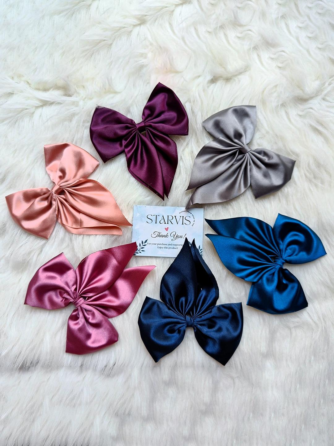 Buy Starvis Women Set Of 6 Alligator Satin Bow Hair Clip - Hair ...
