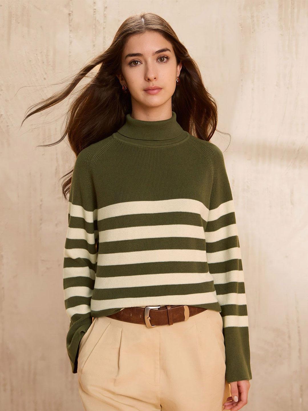 Buy U.S. Polo Assn. Women Striped High Neck Full Sleeve Pullover ...