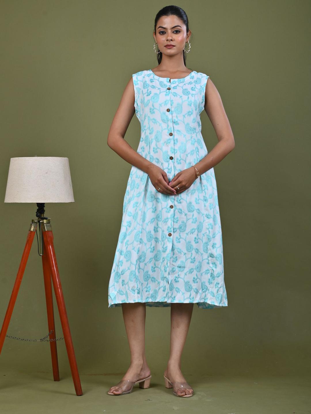 Buy Karaveera Paisley Embroidered Tie Ups A Line Midi Dress - Dresses ...