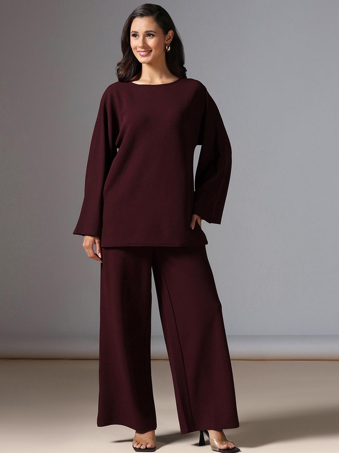 Buy Selvia Edge Round Neck Top With Trousers Co Ords - Co Ords for ...
