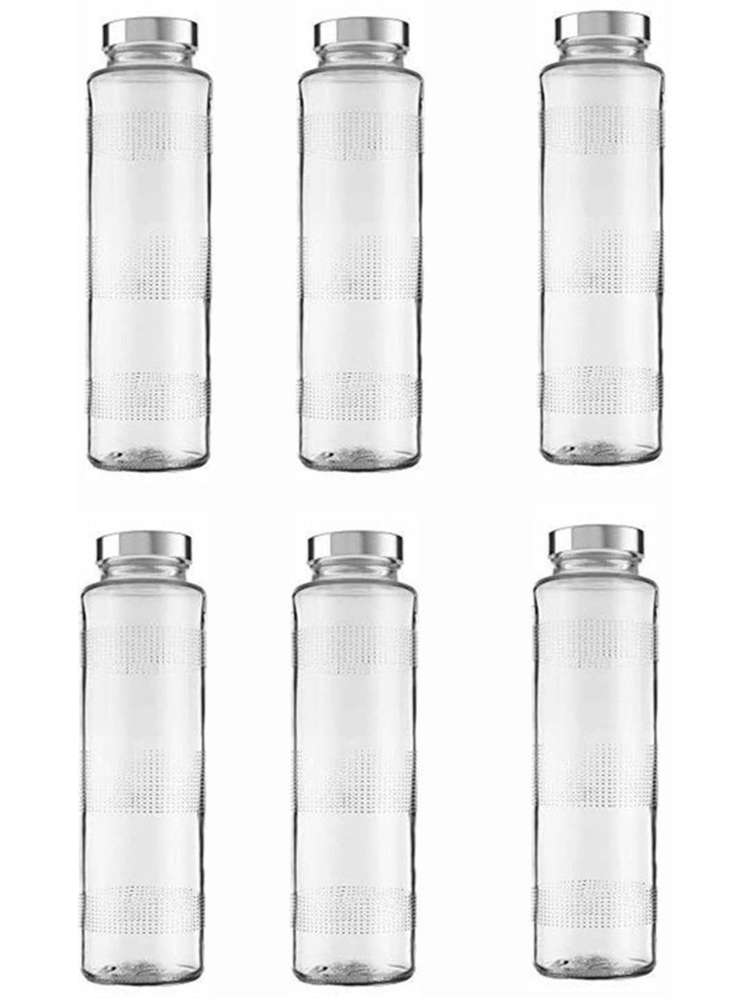 Buy 1ST TIME Set Of 6 Transparent Glass Solid Water Bottle - Water ...