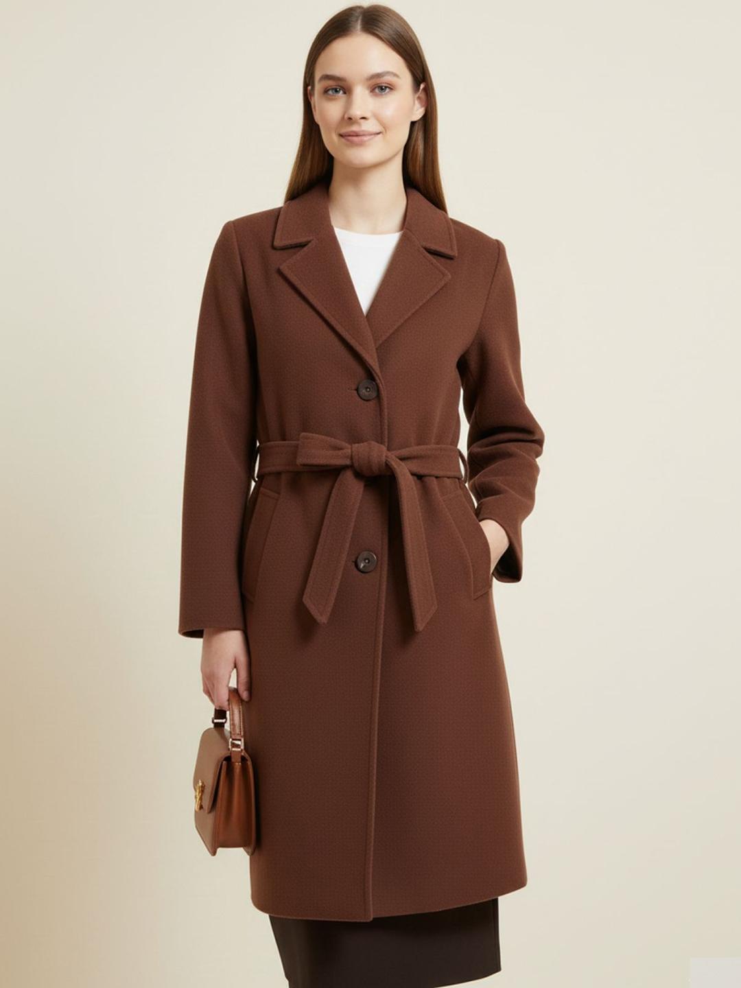 Buy Wineberry Women Peter Pan Collar Woolen Over Coat - Coats for Women ...
