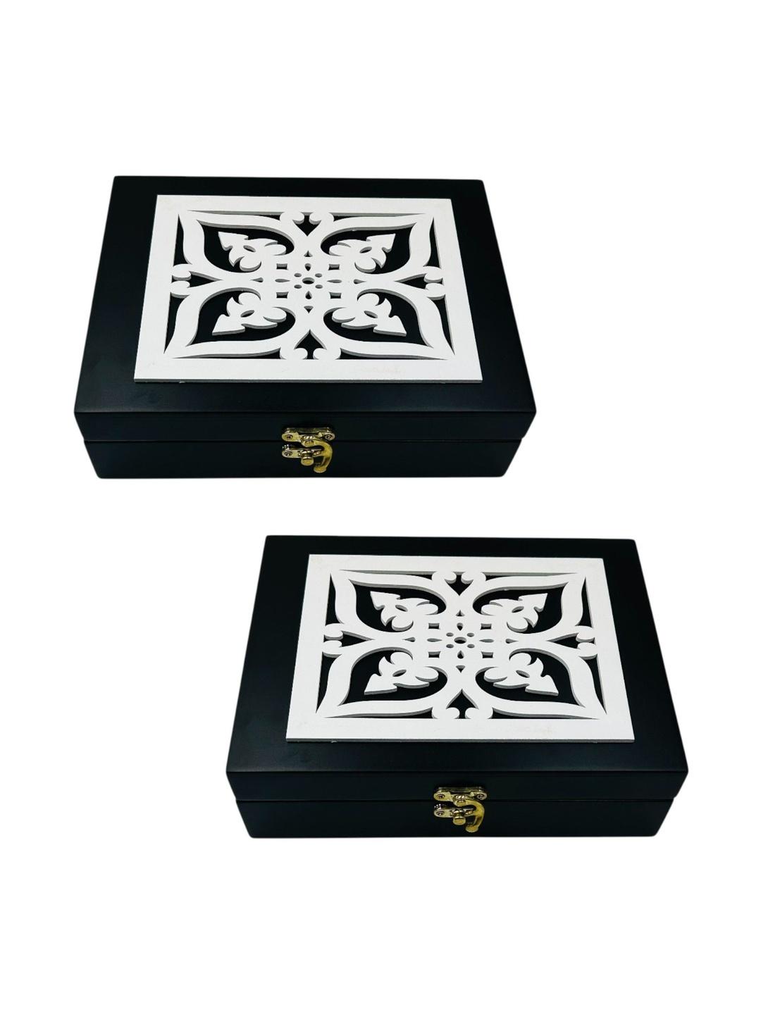 Buy Angira Handicrafts Elegant Black Pack Of 2 Wooden Multipurpose ...