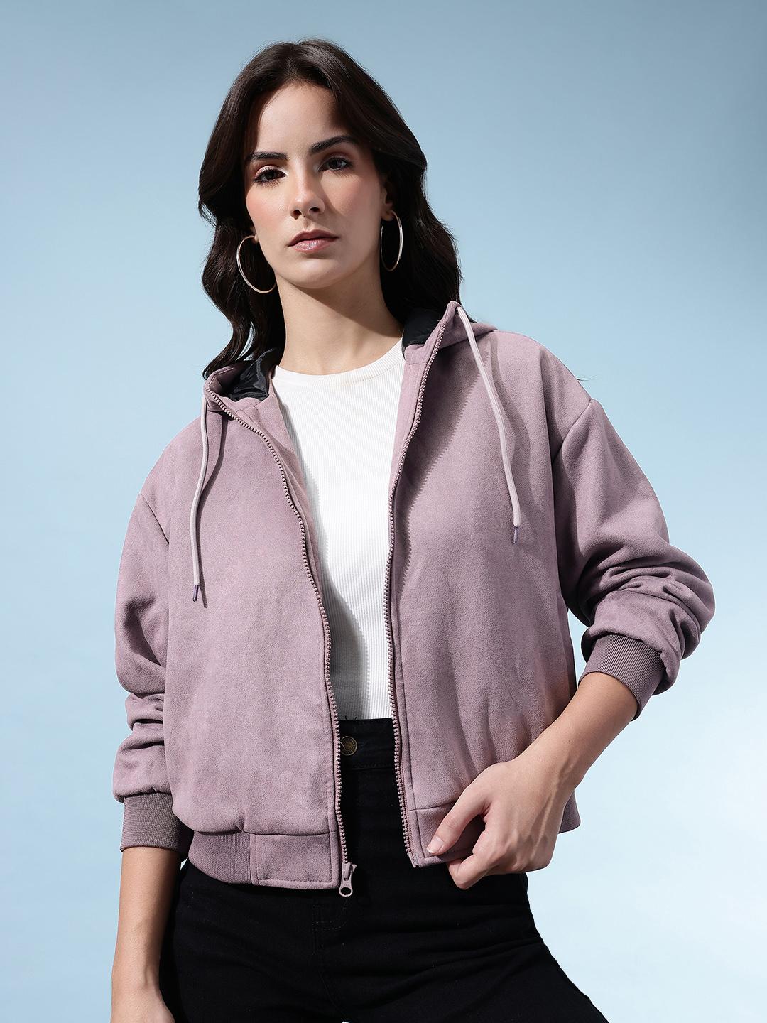 Buy Glitchez Suede Finish Hooded Tailored Jacket - Jackets for Women ...