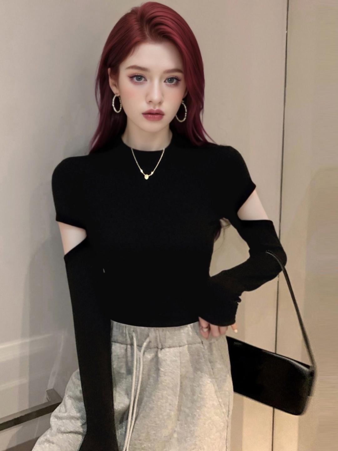 Buy StyleCast X Revolte Women High Neck Cut Out Extended Sleeves Velvet ...