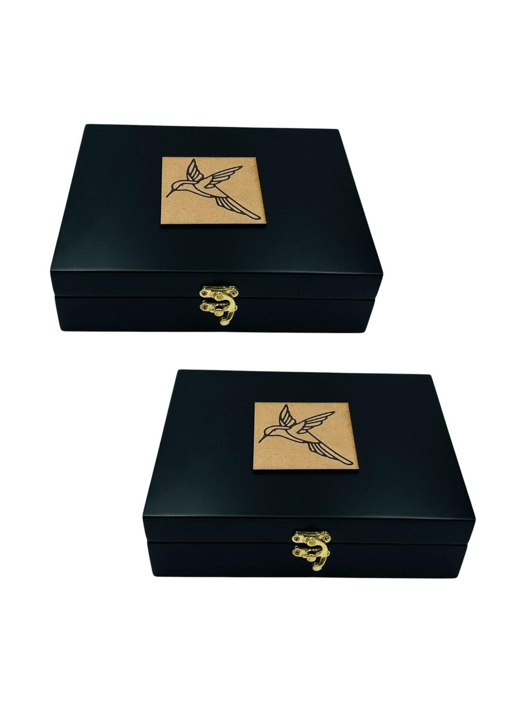 Buy Angira Handicrafts Set Of 2 Elegant Black Wooden Multipurpose ...