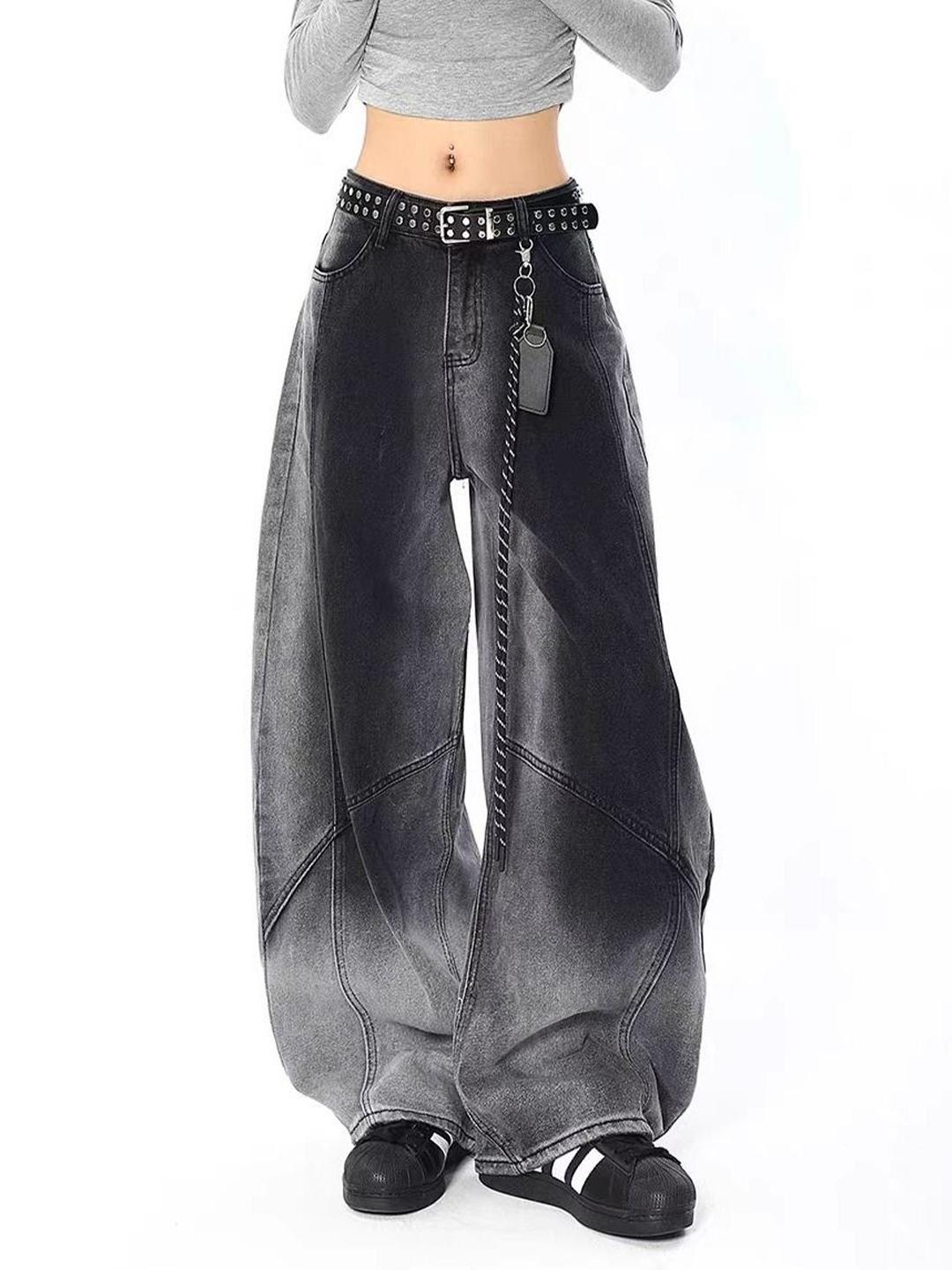 Buy StyleCast X Revolte Women Wide Leg Mid Rise Heavy Fade Jeans ...