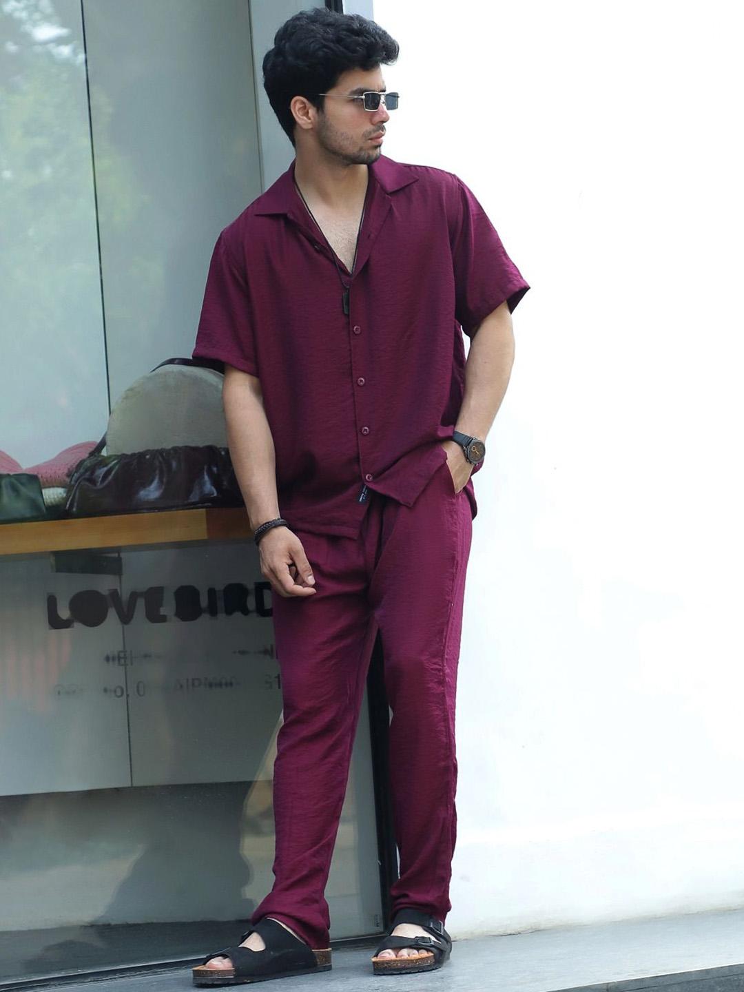 Buy JIMMY & JORDAN Spread Collar Linen Shirt With Trousers - Co Ords ...