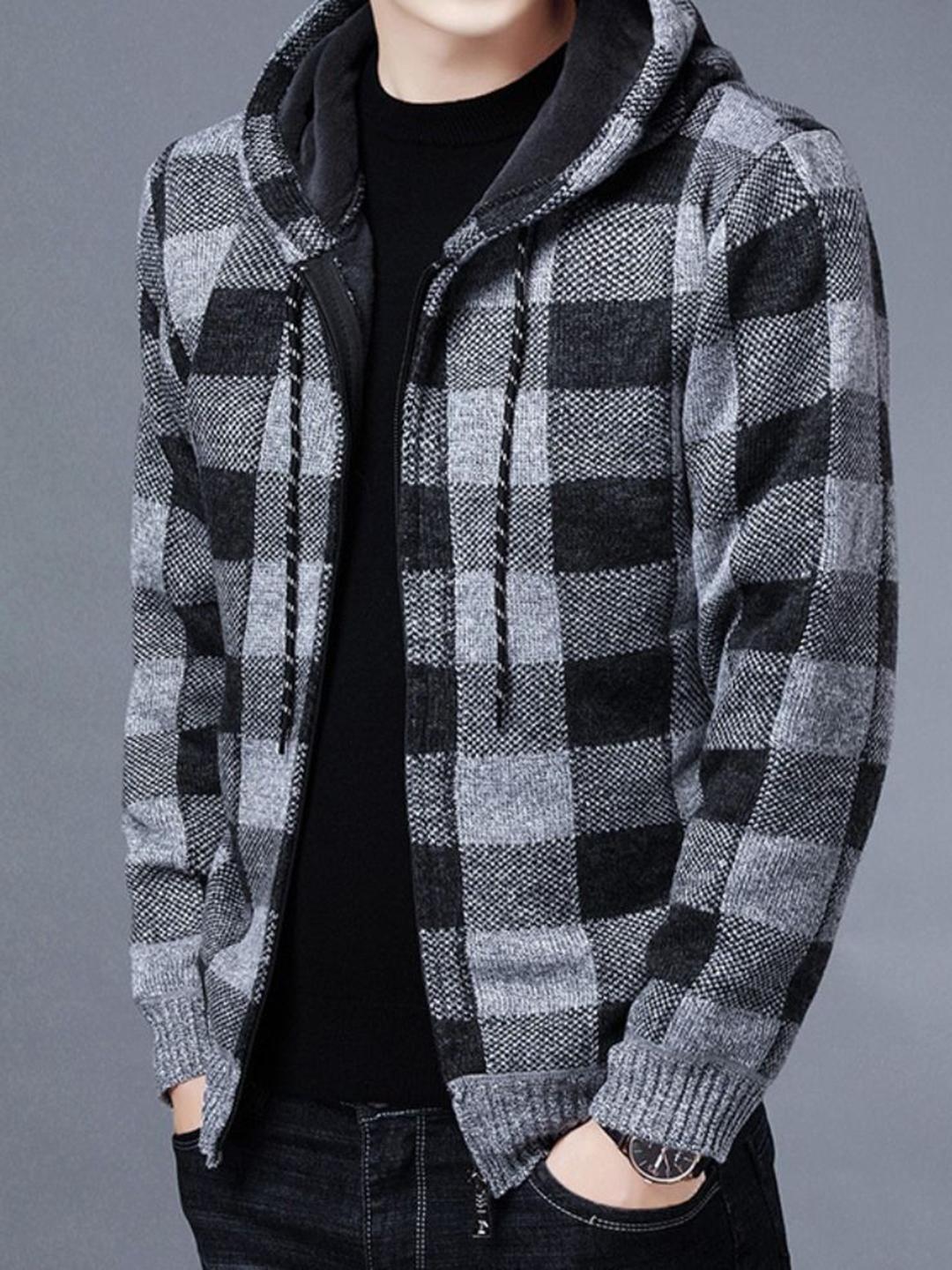 Buy StyleCast Men Checked Long Sleeves Hooded Quilted Jacket - Jackets ...