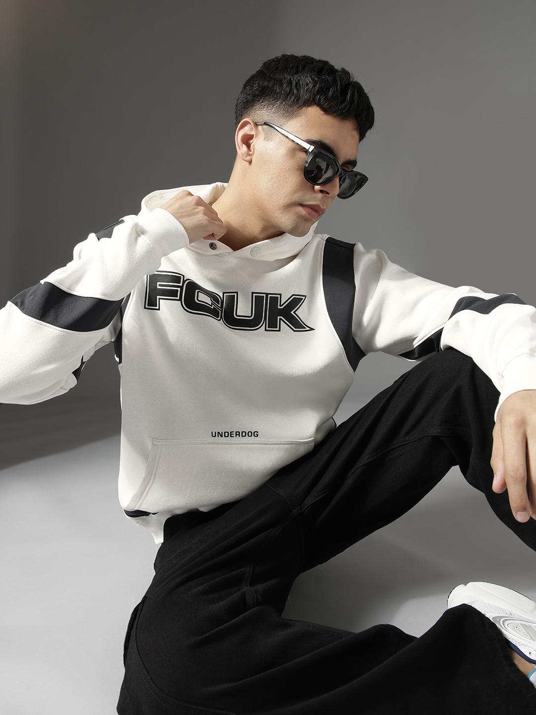 Buy FCUK Brand Logo Printed Hooded Sweatshirt - Sweatshirts for Men ...