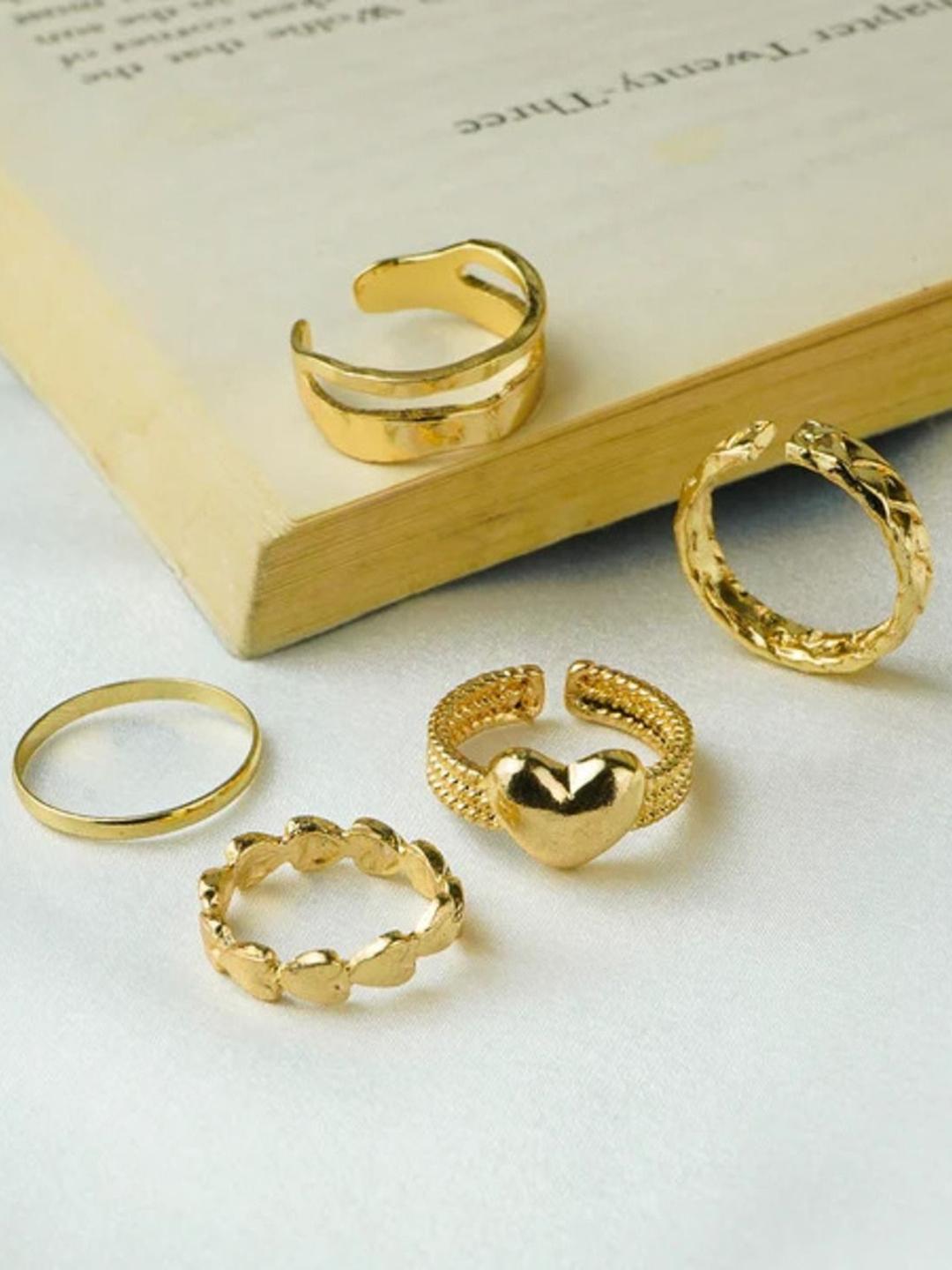 Buy Zaphariq Set Of 5 Gold Plated Finger Ring - Ring for Women 37168360 ...