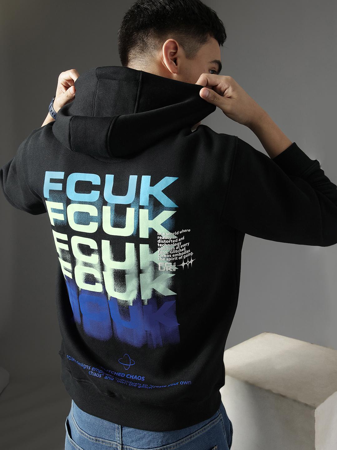 Buy FCUK Brand Logo Printed Hooded Sweatshirt - Sweatshirts for Men ...