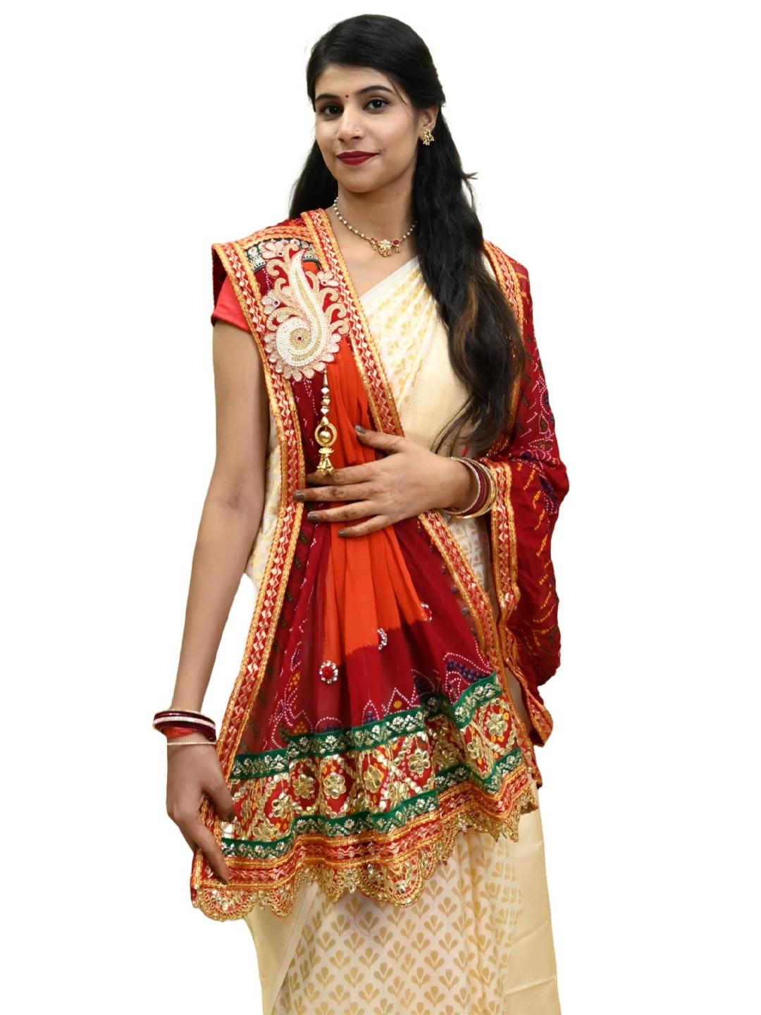 Buy Ranisatiya Creation Bandhani Printed Georgette Dupatta With Gotta ...