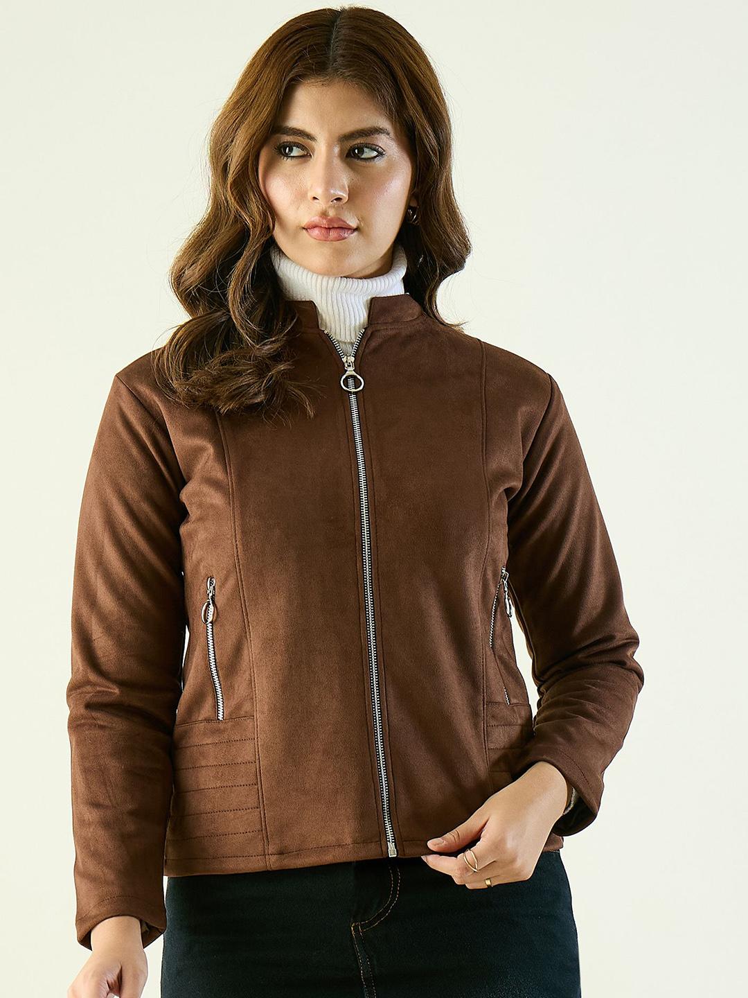 Buy Spink Women Mandarin Collar Solid Lightweight Tailored Jacket ...
