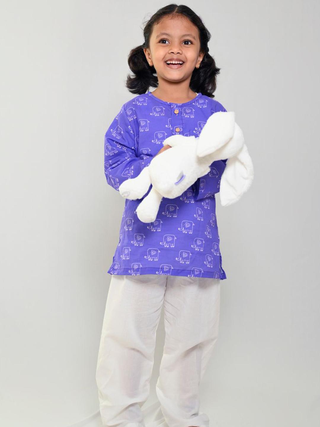 Buy Tots N Weaves Kids Printed Pure Cotton Shirt With Pyjamas ...
