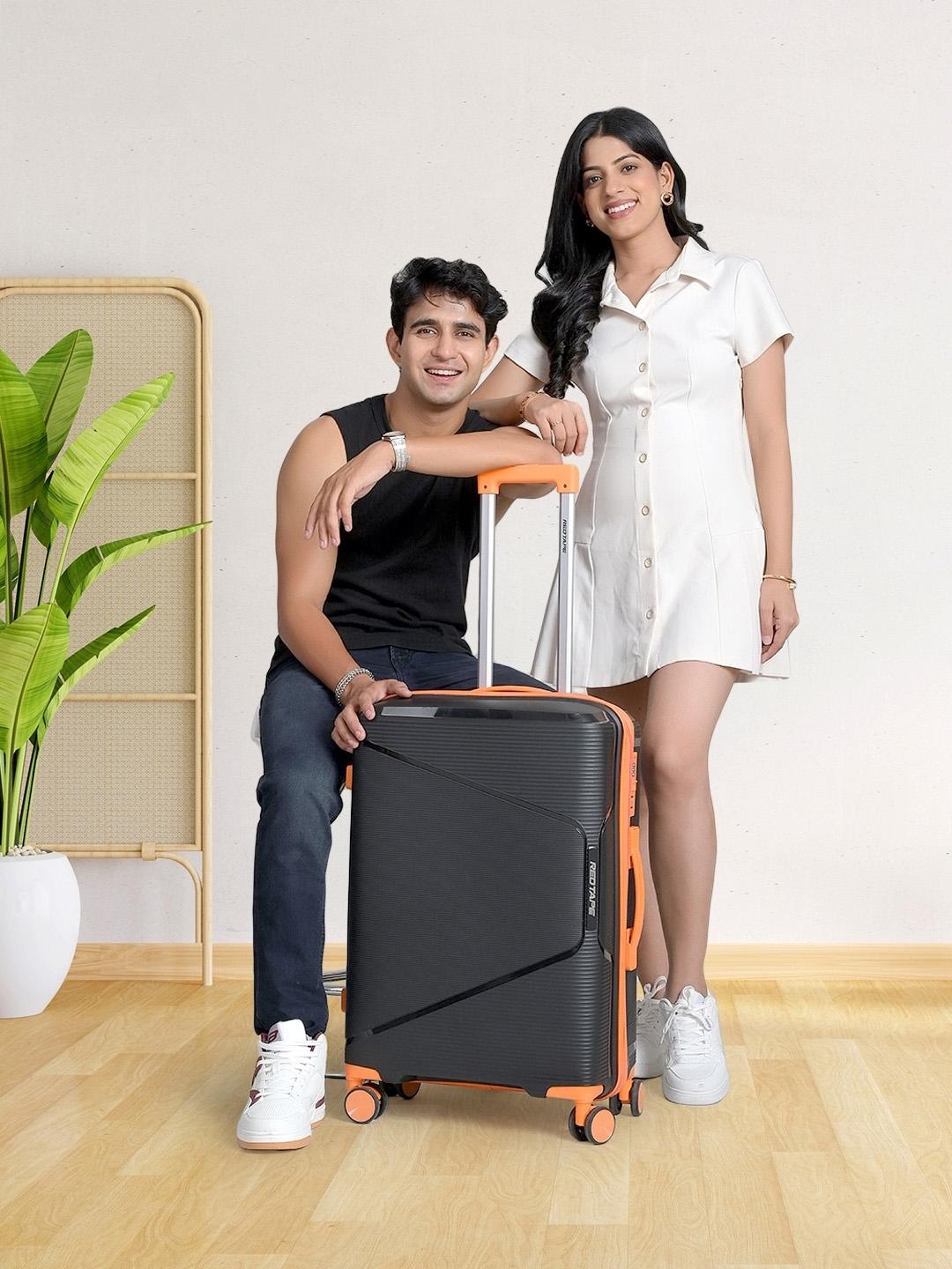 Buy Red Tape Unisex 100L Black & Orange Polypropylene Hard Large Check ...