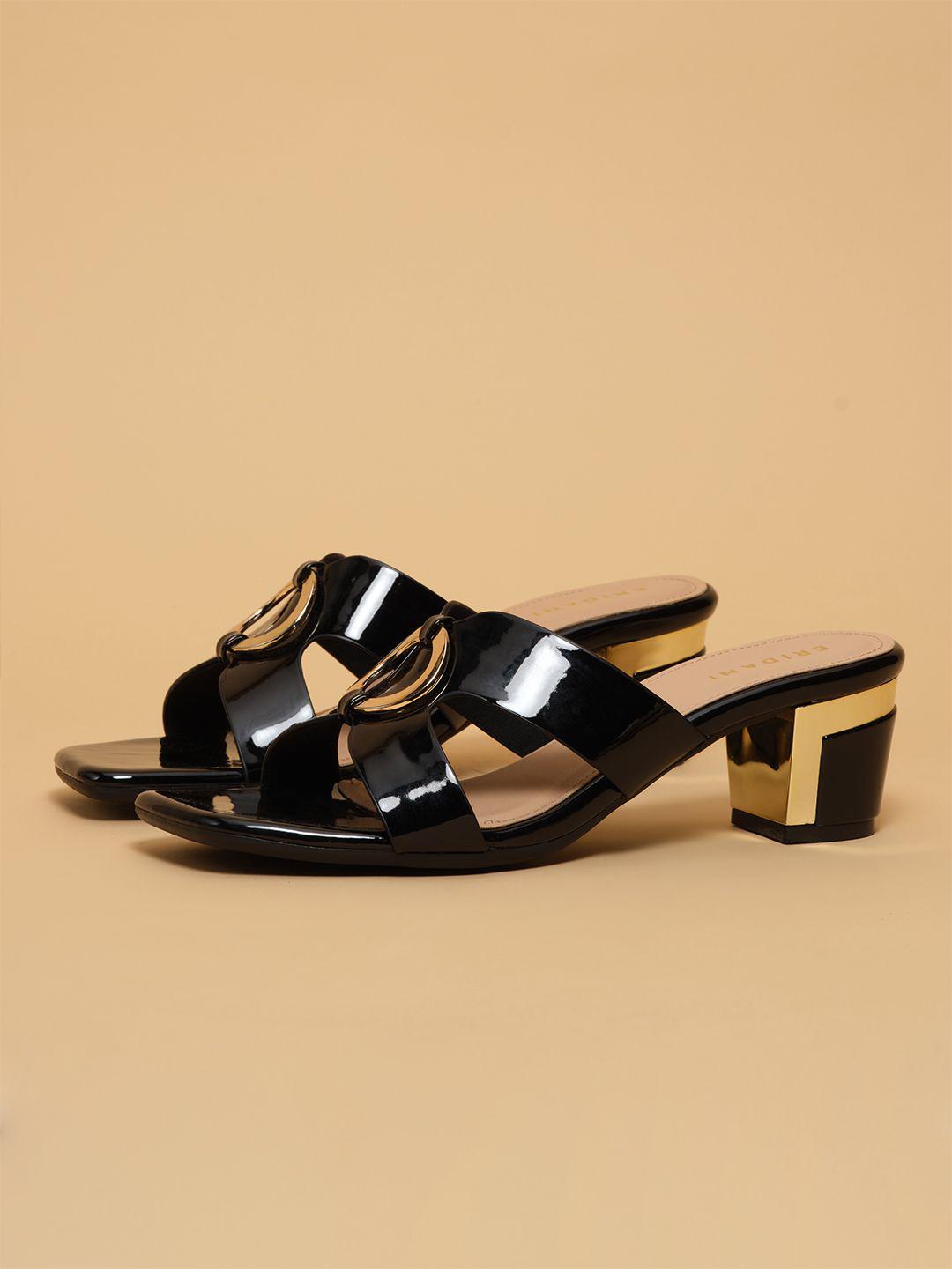 Buy ERIDANI Women Embellished Work Block Sandals With Buckles - Heels ...