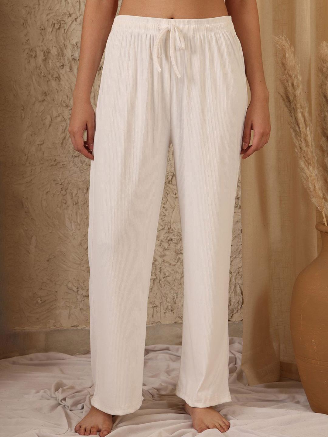 Buy NEUDIS Women Ribbed Mid Rise Wide Leg Lounge Pants - Lounge Pants ...