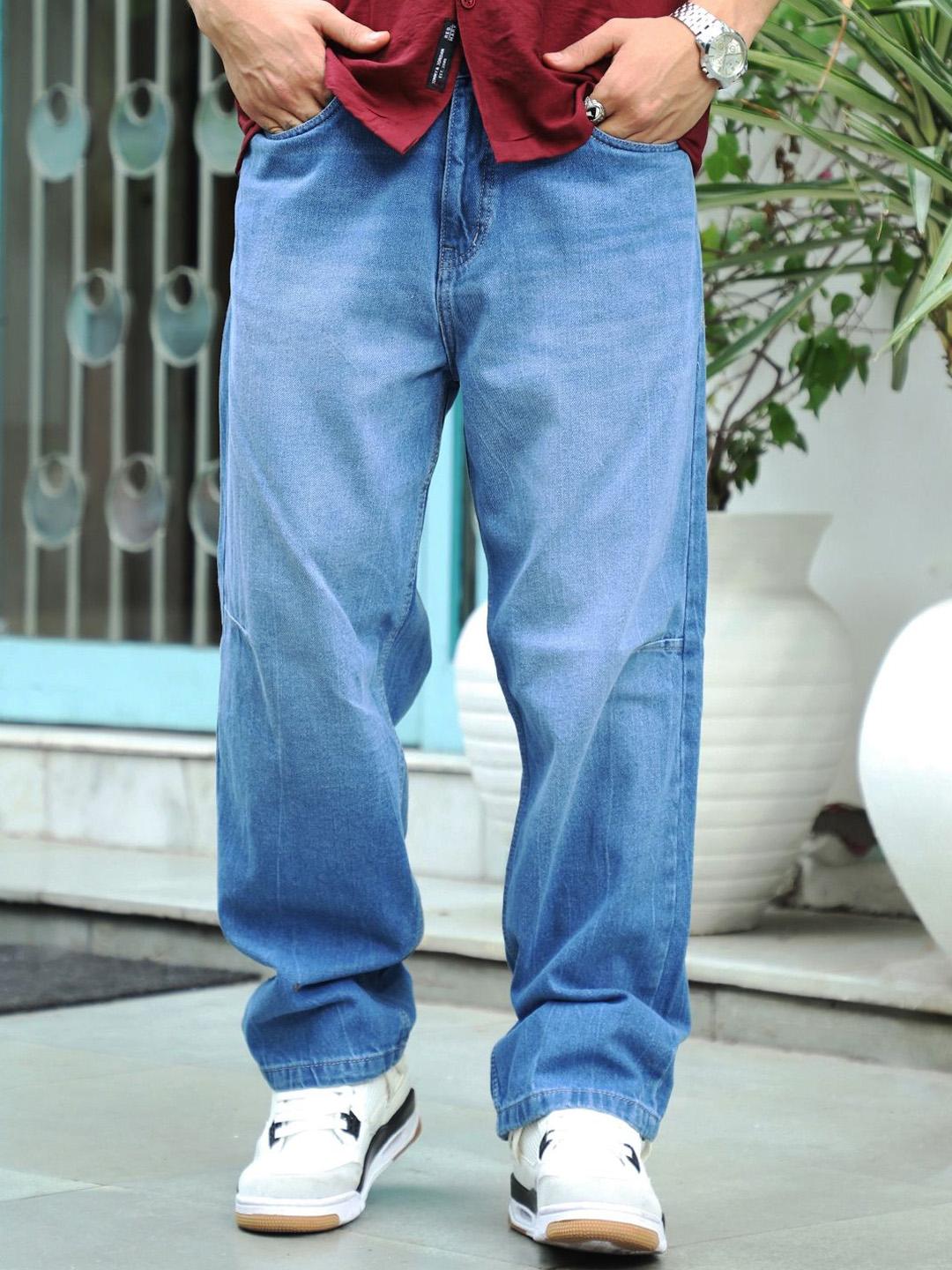 Buy JIMMY & JORDAN Men Mid Rise Light Shade Light Fade Baggy Jeans ...