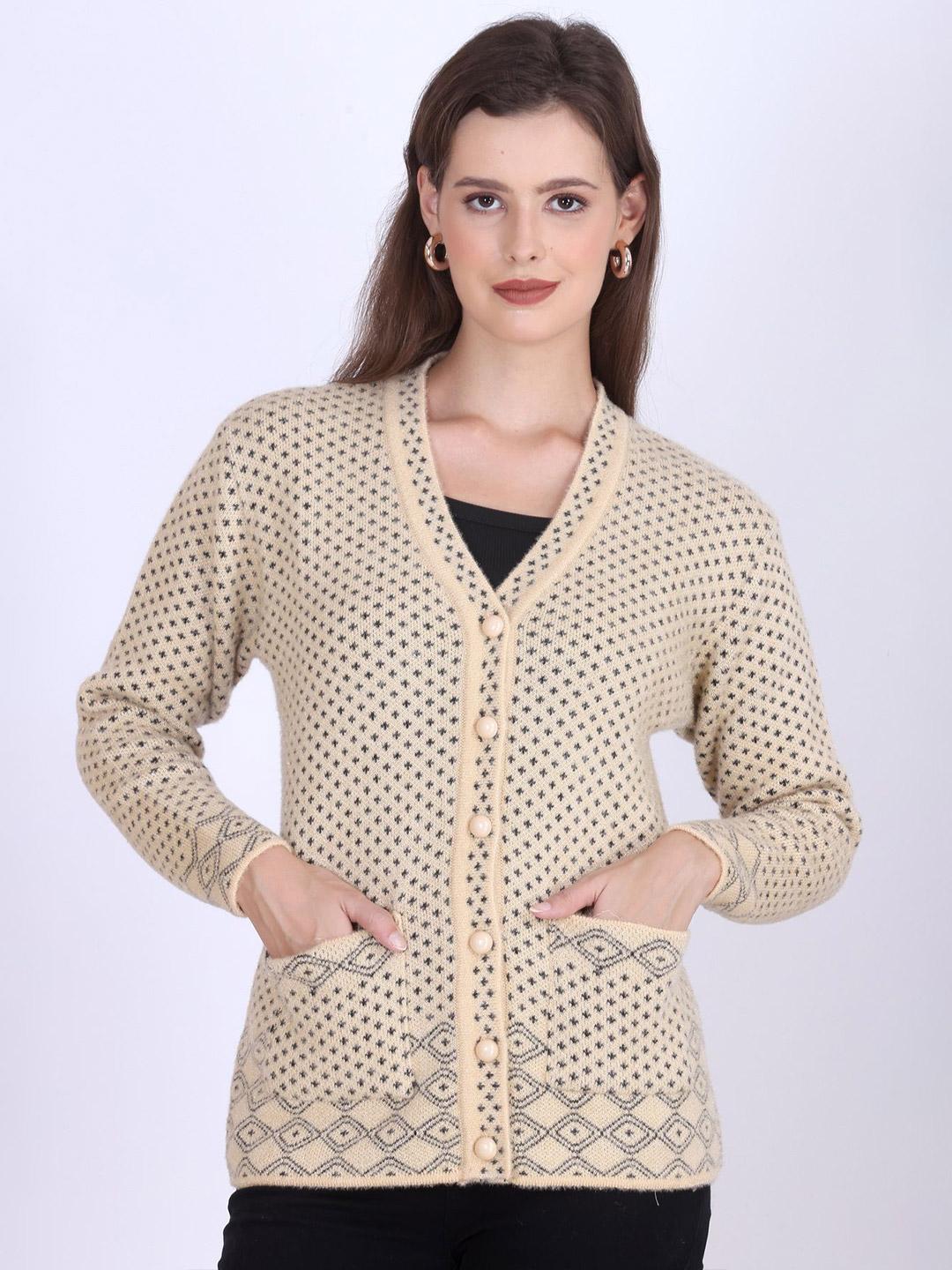 Buy FIRST SLEEP Geometric Self Design Woollen Cardigan - Sweaters for ...