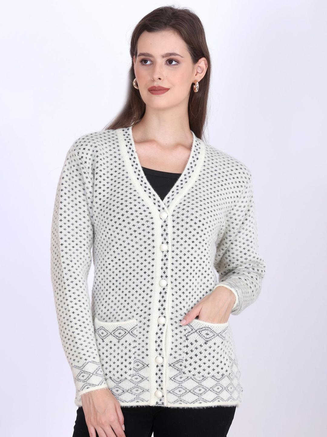 Buy FIRST SLEEP Geometric Self Design Woollen Cardigan - Sweaters for ...