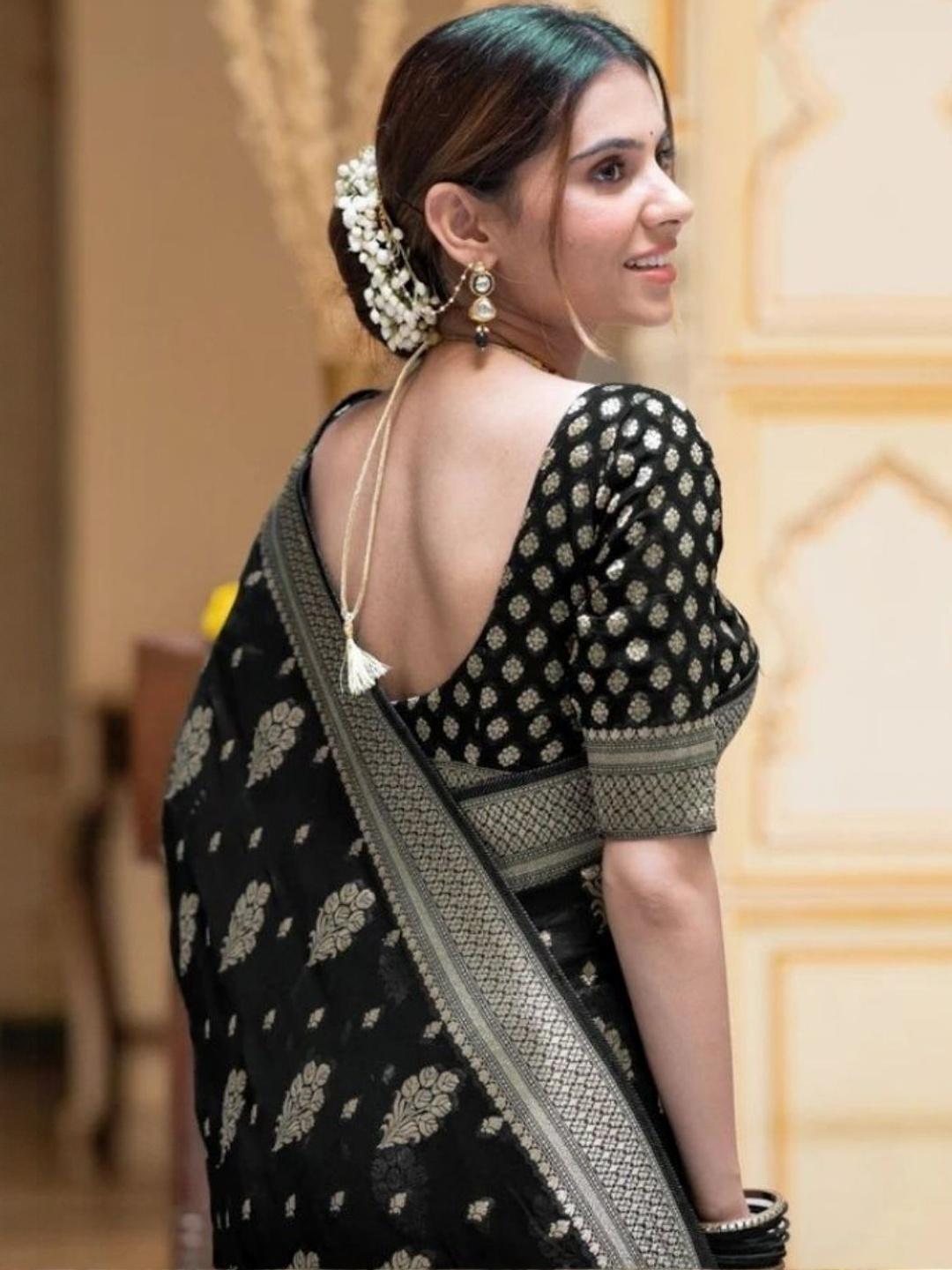 Buy HERE&NOW Ethnic Motifs Woven Design Zari Banarasi Saree With ...