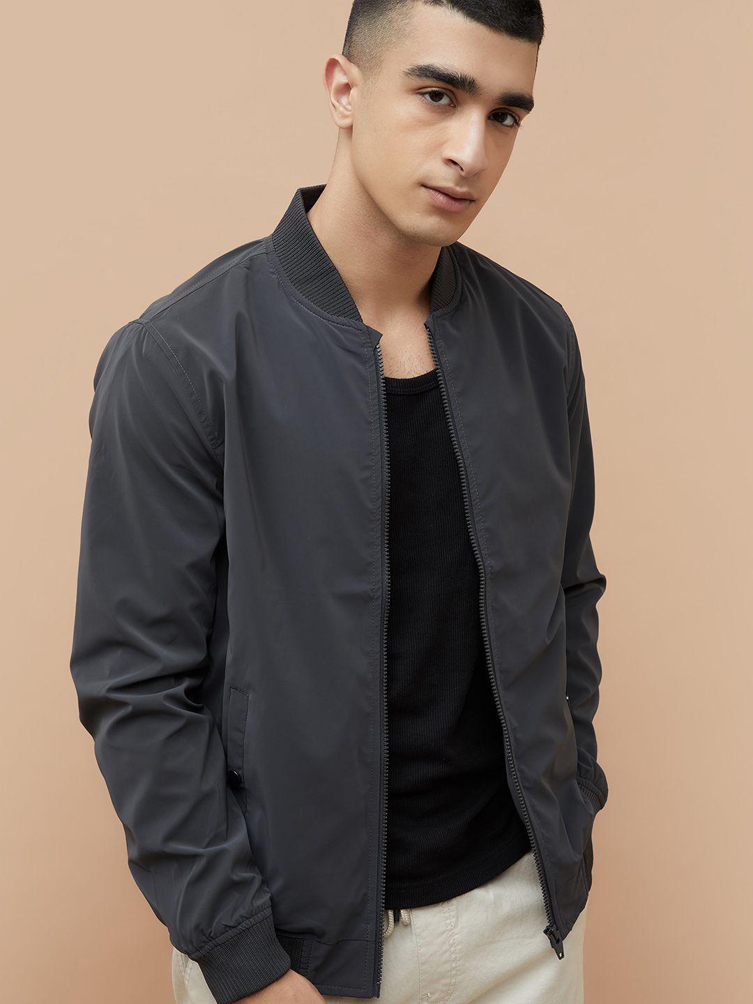 Buy Fame Forever By Lifestyle Men Stand Collar Solid Bomber Jacket ...