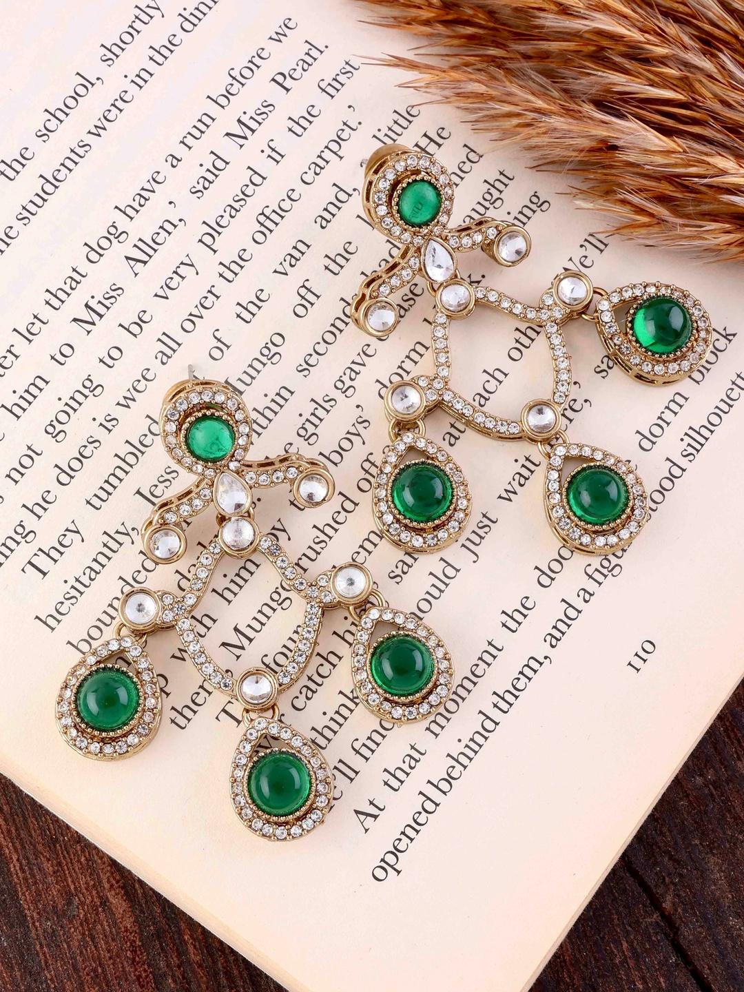 Buy SHONA'S STYLE Artificial Stones Studded And Beaded Teardrop Shaped ...