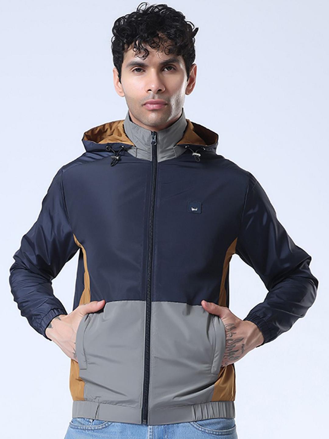 Buy Spirit Men Hooded Colourblocked Lightweight Bomber Jacket - Jackets ...