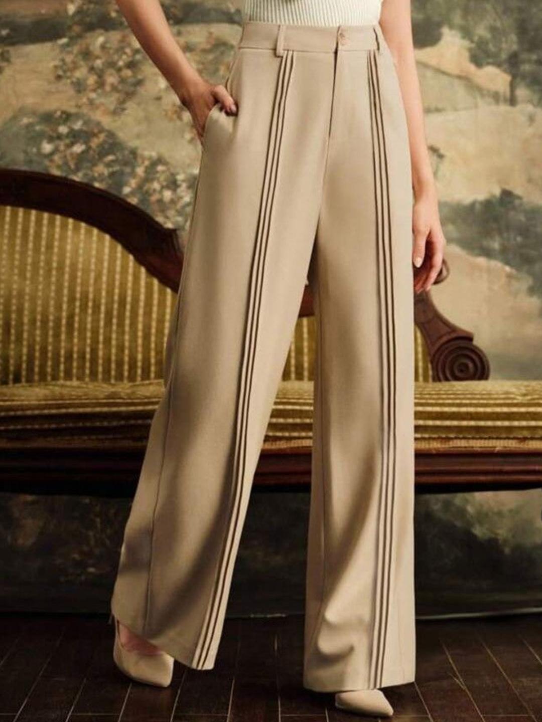 Buy Next One Women Smart Loose Fit High Rise Easy Wash Pleated Trousers ...