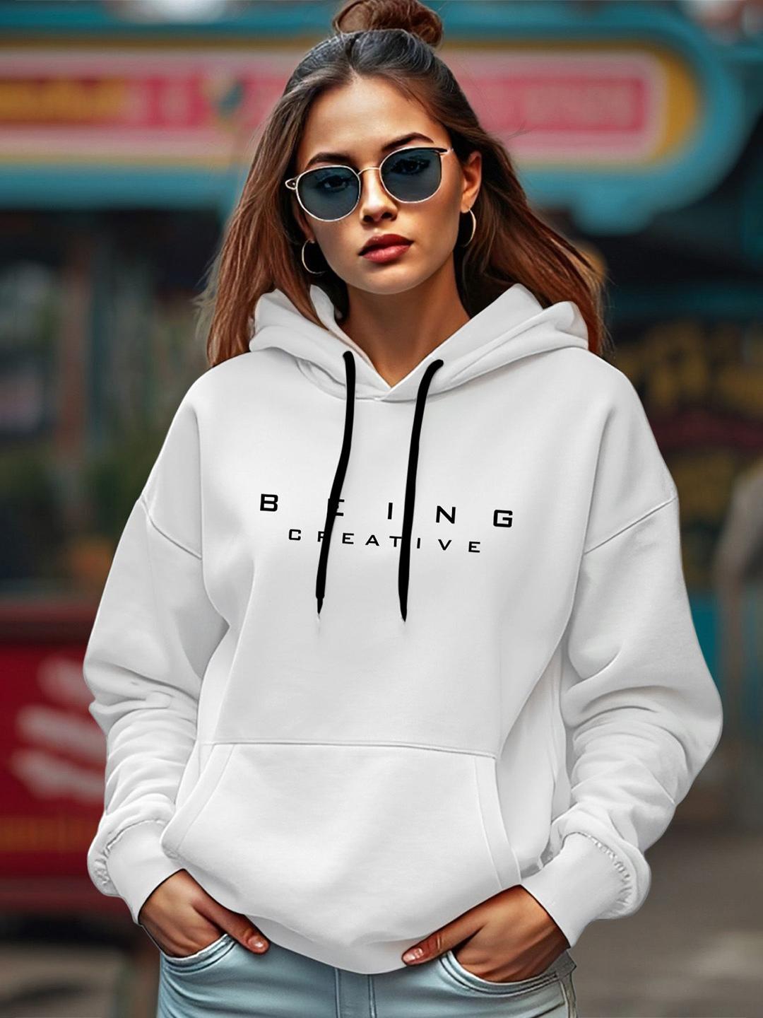 Buy AUSK Women Typography Printed Hooded Sweatshirt - Sweatshirts for ...