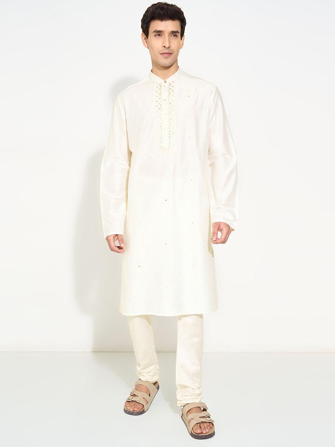Buy Indus Route By Pantaloons Men Solid Festive Straight Kurta - Kurtas ...