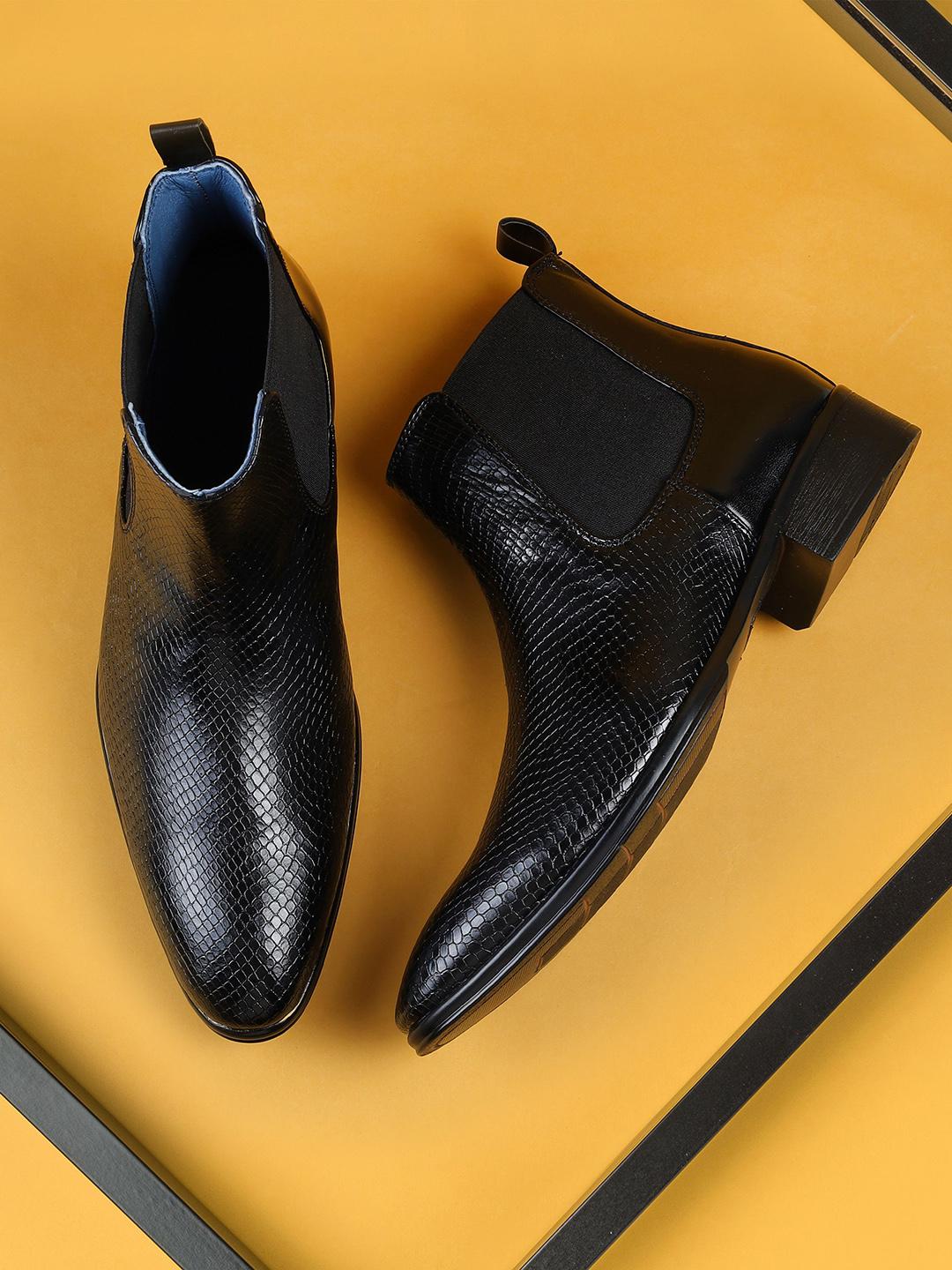 Buy Mochi Men Pointed Toe Textured Formal Slip On Shoes - Formal Shoes ...