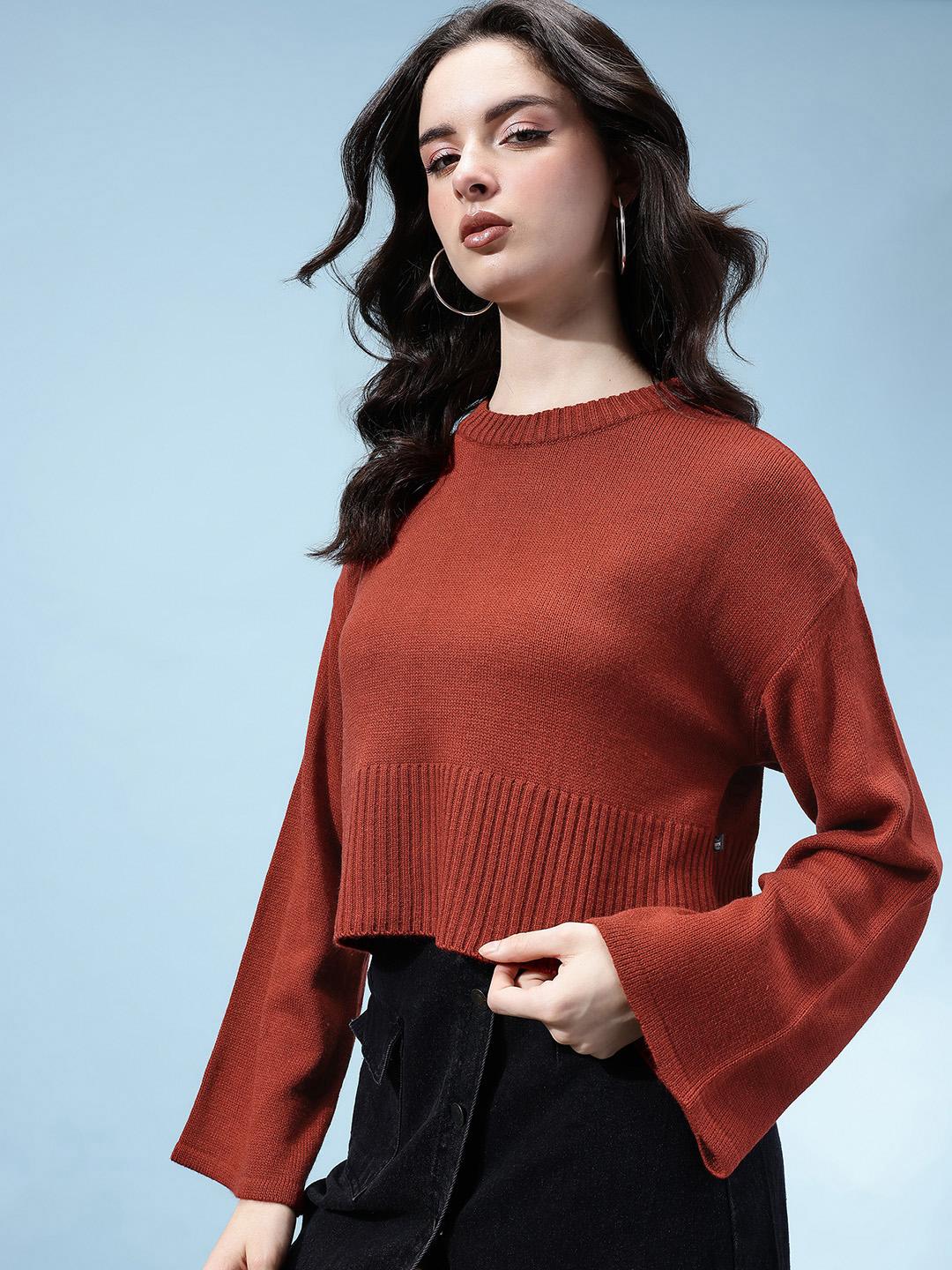 Buy Glitchez Flared Sleeves Drop Shoulder Oversized Pullover - Sweaters ...