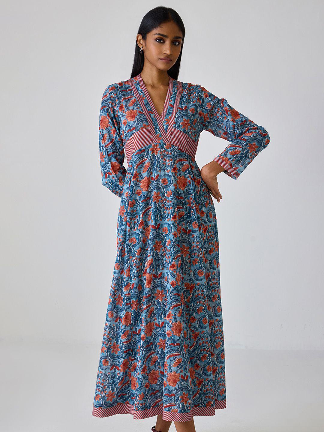 Buy Ancestry Women Floral Printed Festive Cotton A Line Kurta - Kurtas ...