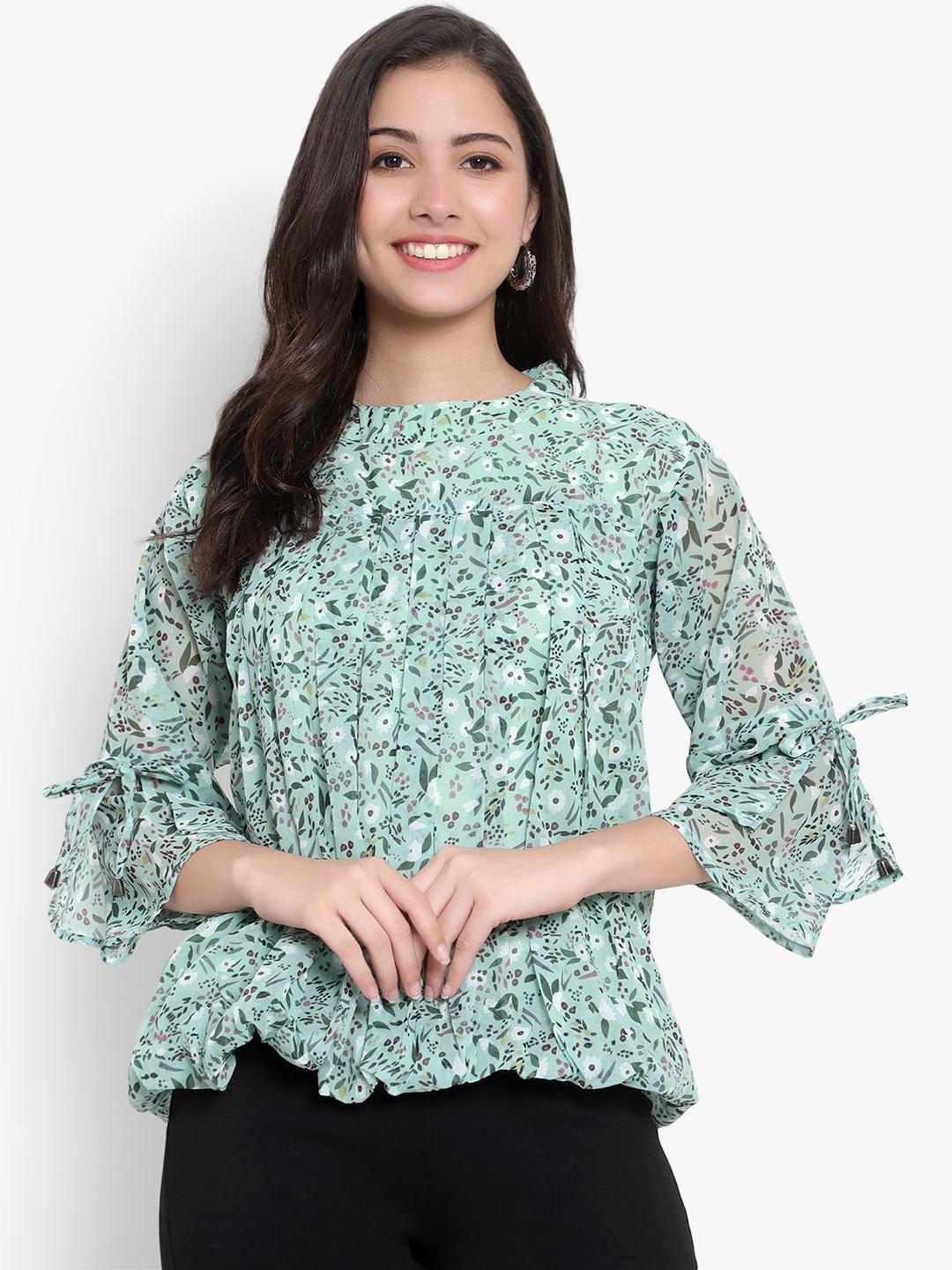Buy HERE&NOW Print Bell Sleeve Georgette Top - Tops for Women 36771528 ...