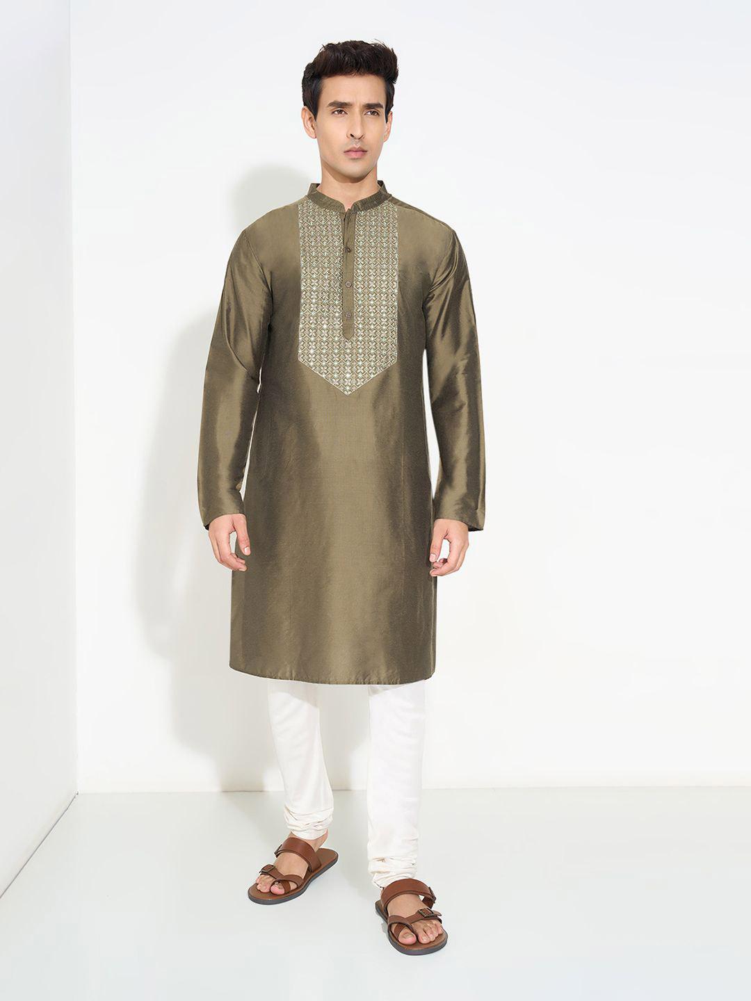Buy Indus Route By Pantaloons Men Mandarin Collar Long Sleeves Kurta ...