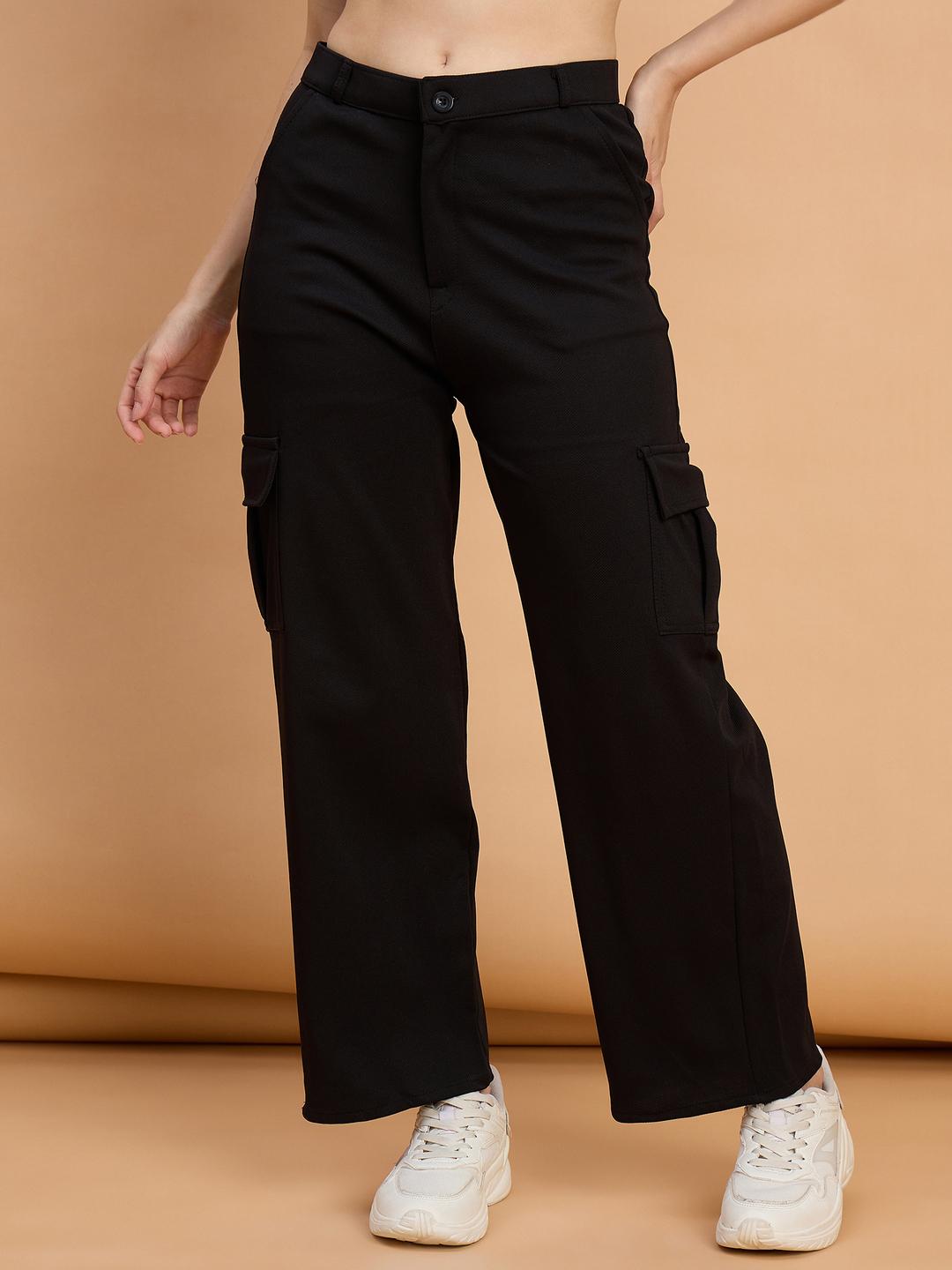 Buy QIOA Women Relaxed High Rise Relaxed Fit Cargos Trousers - Trousers ...