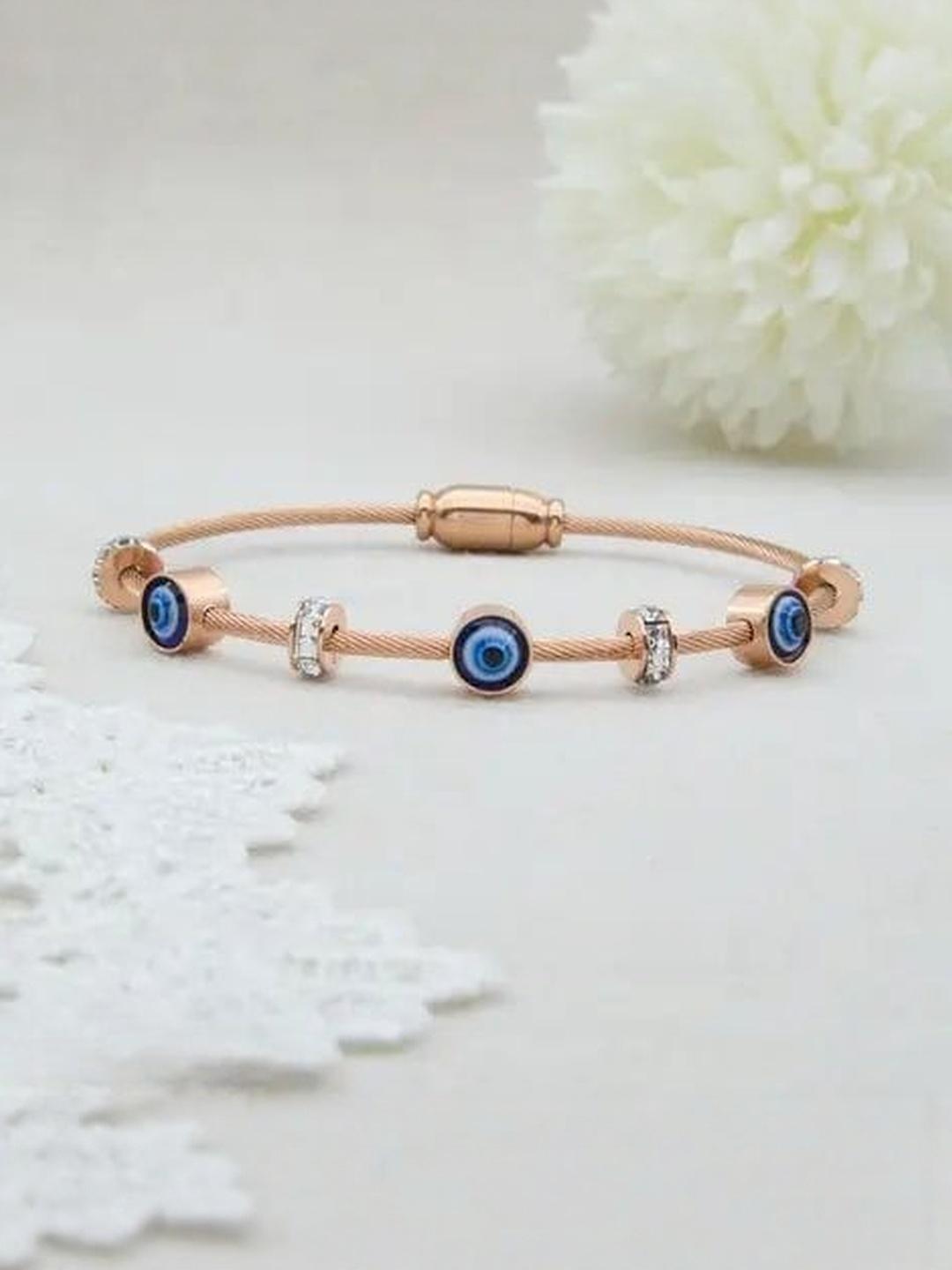 Buy ISAMORA Stainless Steel Rose Gold Plated Artificial Stones Studded ...