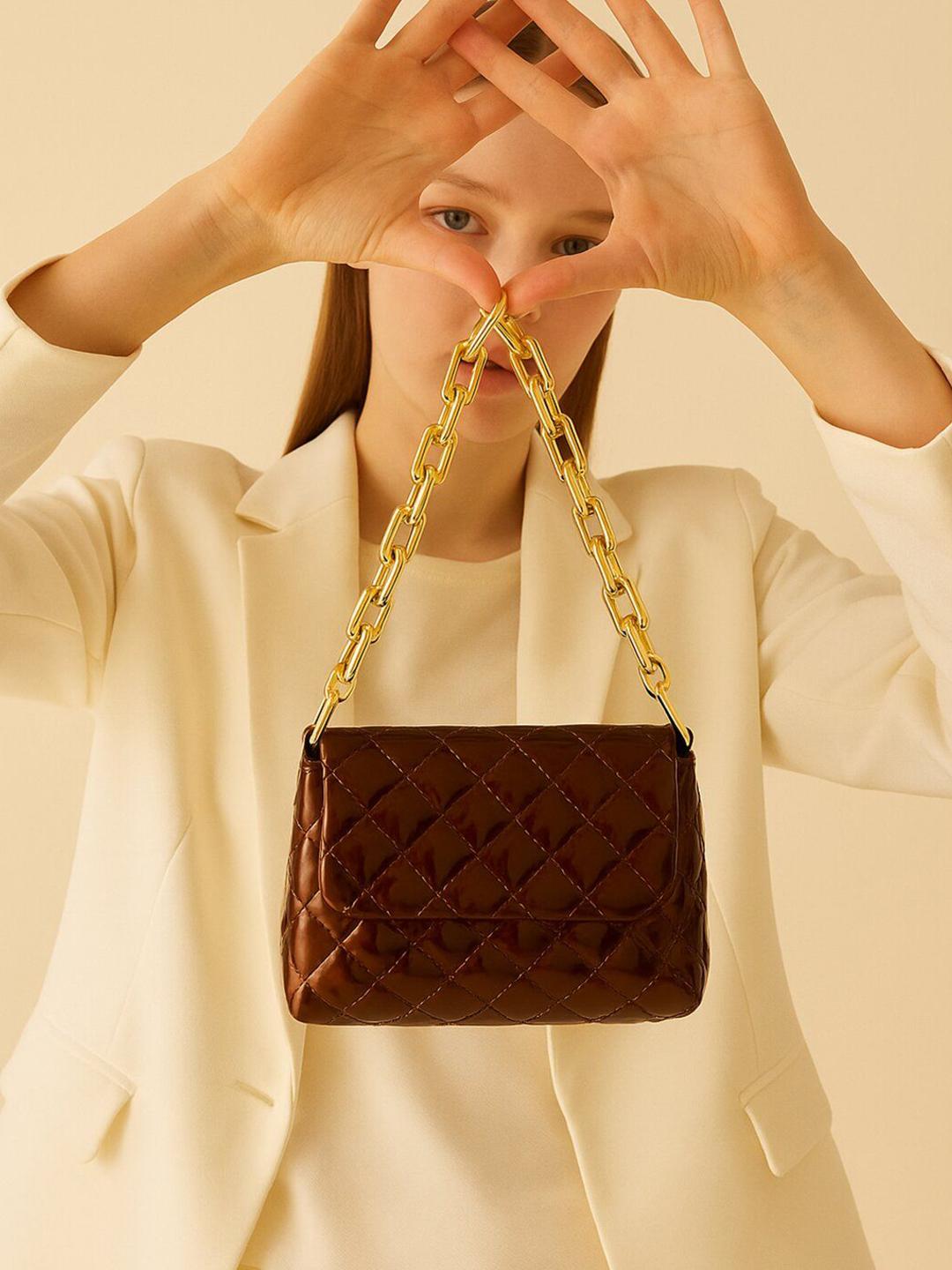 Buy Haute Handles Women Textured Baguette Quilted Shoulder Bag ...