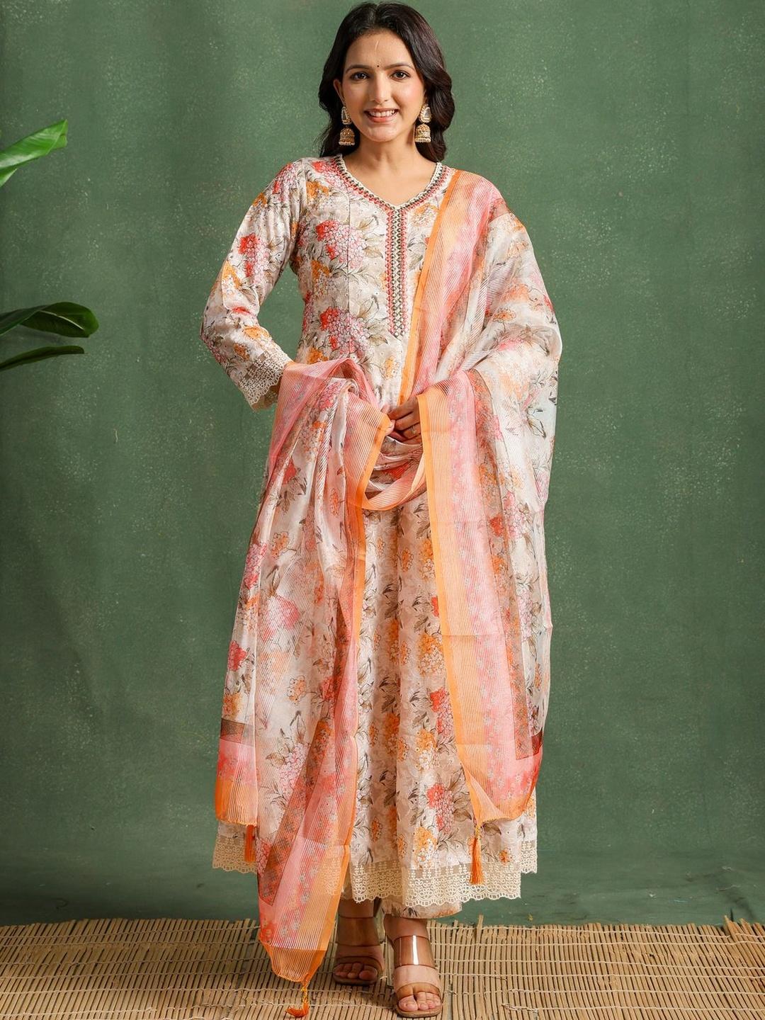 Buy Kiaasa Women Floral Printed Empire Kurta With Pyjamas & Dupatta ...